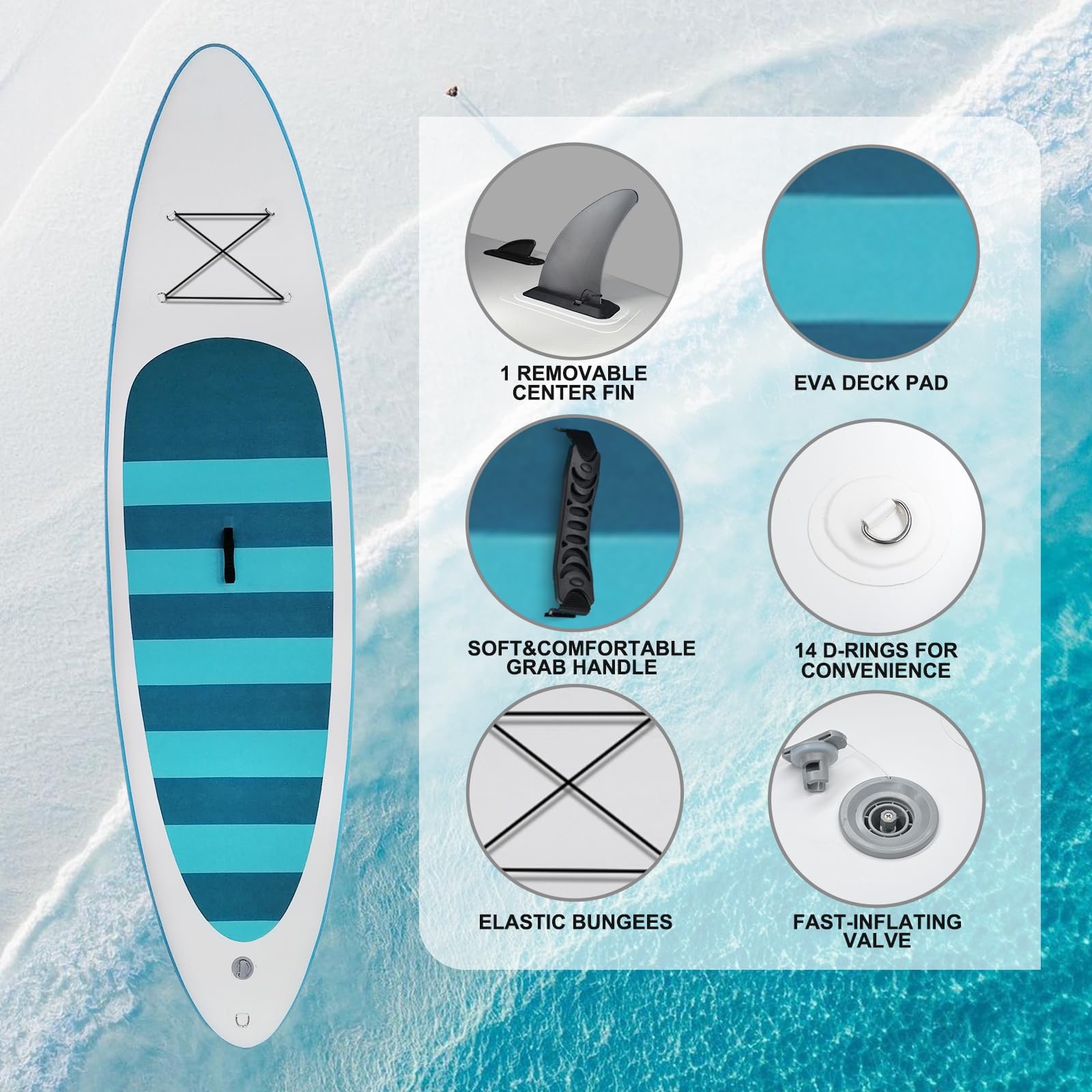 ZONEMEL Inflatable Stand up Paddle Board, 10' Paddleboard SUP with All Accessories, Wide Stance, Non-Slip Deck Standing Boat for Youth & Adult (6 Inches Thick)-Red