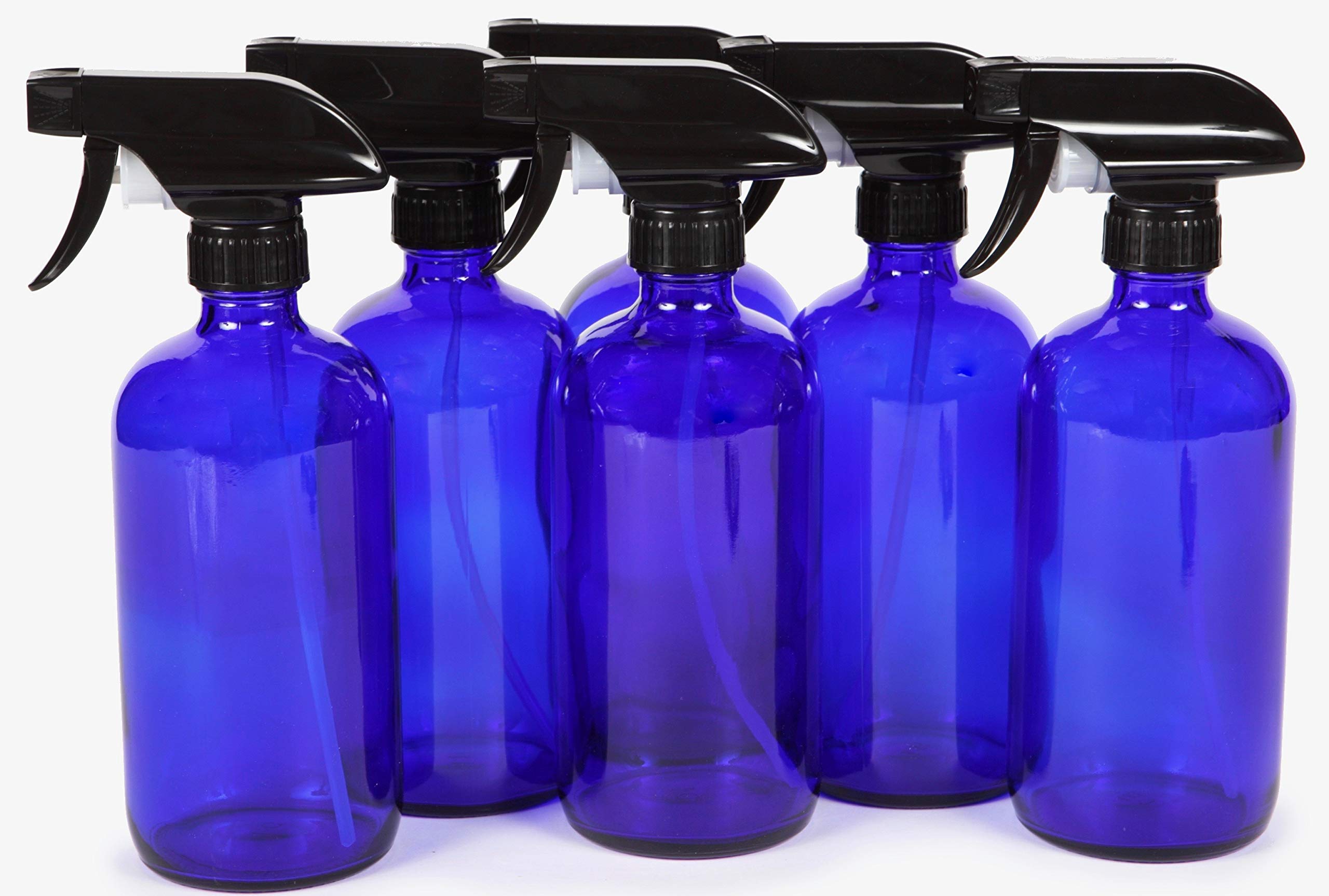 Vivaplex, 6, Large, 16 oz, Empty, Cobalt Blue Glass Spray Bottles with Black Trigger Sprayers …