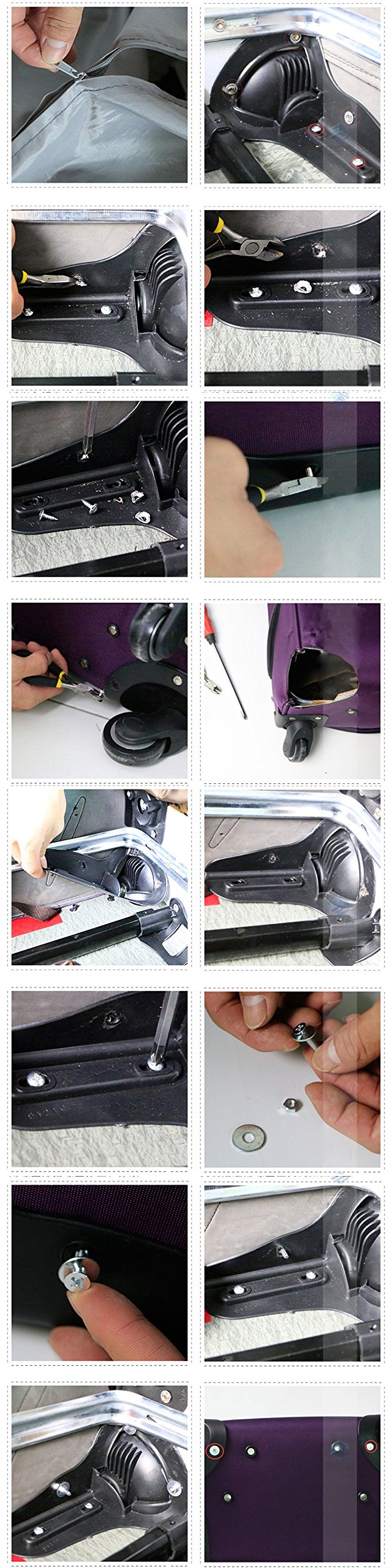 Zoofen Luggage Wheel Replacement Rolling Duffel Bag Suitcase Repair Kit (D047)
