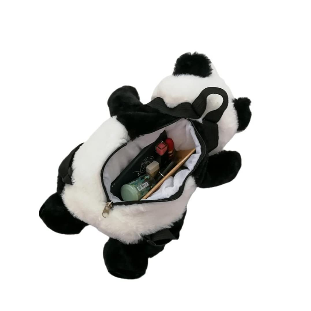 WYIKE Casual Animal Backpack Panda Backpack Cartoon Plush Small Backpack (White/Black-1)