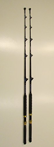 Xcaliber Marine Pair (2) Tournament Series 50-80lb Saltwater Trolling Rod w/Pac Bay Guides (Blue & Silver)