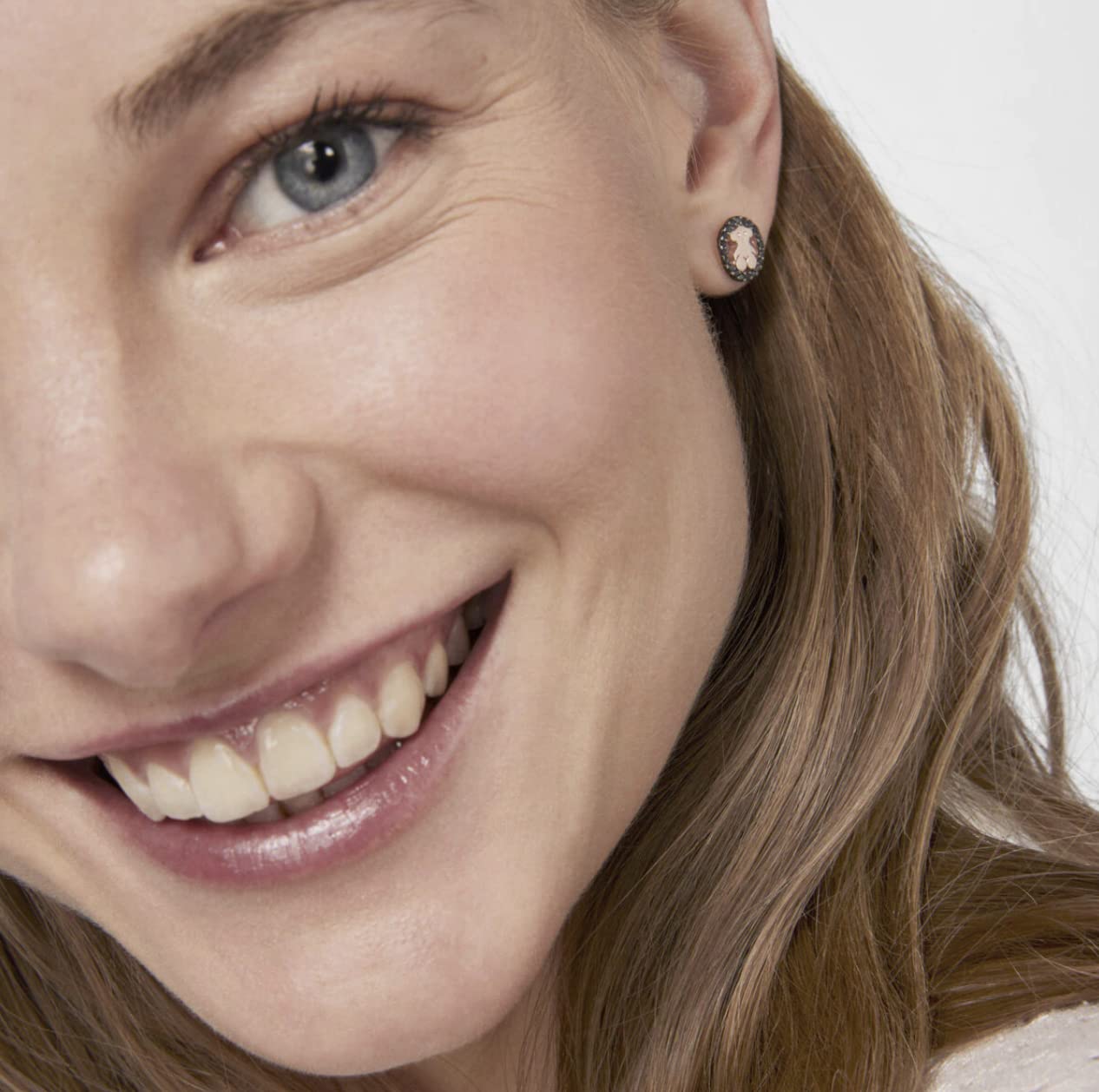 TOUS Rose Vermeil Silver Earrings for Women with Spinels & Bear Motif, Size: 0.9 cm. Camille Collection