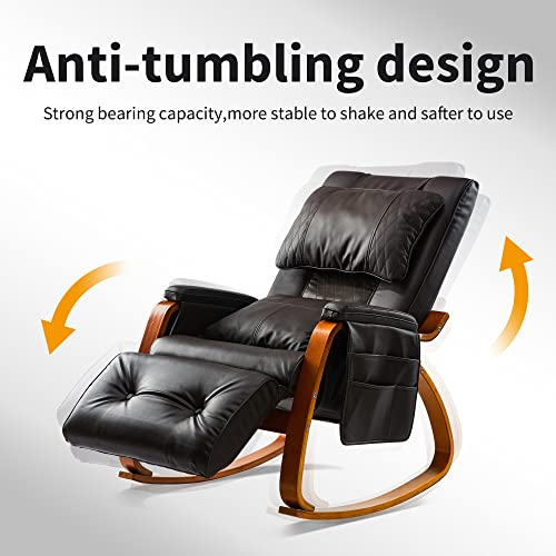 Yehha Rocking Living Room, PU Leather Electric Recliner w/Remote Control, 5 Angle Adjustments & Six Massage Modes, Single Sofa Home Theater Chairs, Dark Brown