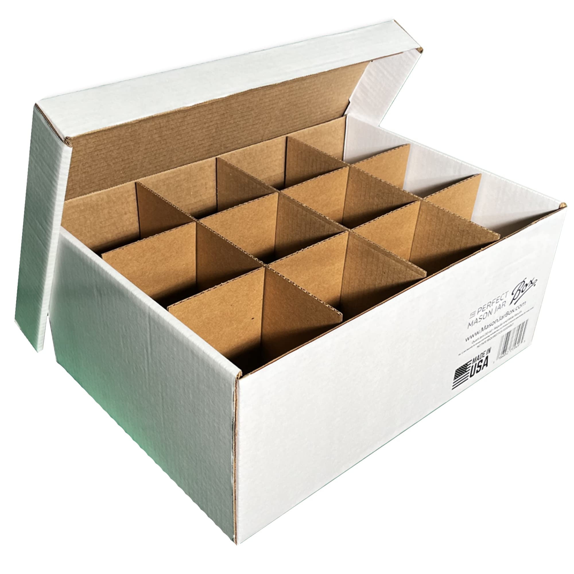 The Perfect Mason Jar Box - Quart | set of 3 cardboard canning jar storage boxes - Each box holds 12 quart size jars (32 ounces) regular or wide mouth | No tape required, stackable | Storage or Moving