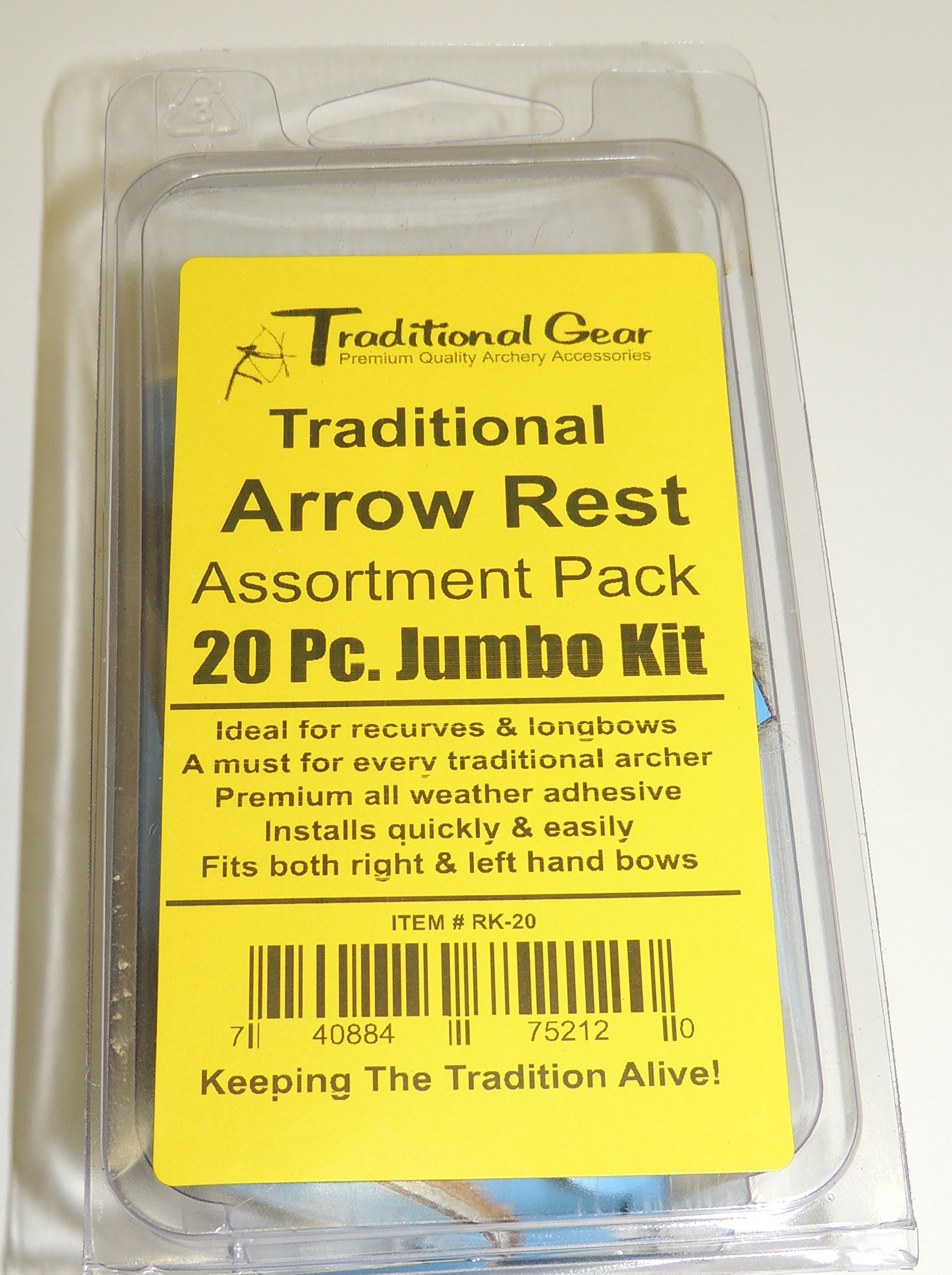Trad Gear 20 Piece Traditional Archery Arrow Rest Assortment Pack - Recurve Longbow - Hair - Rug - Leather Adhesive Rests