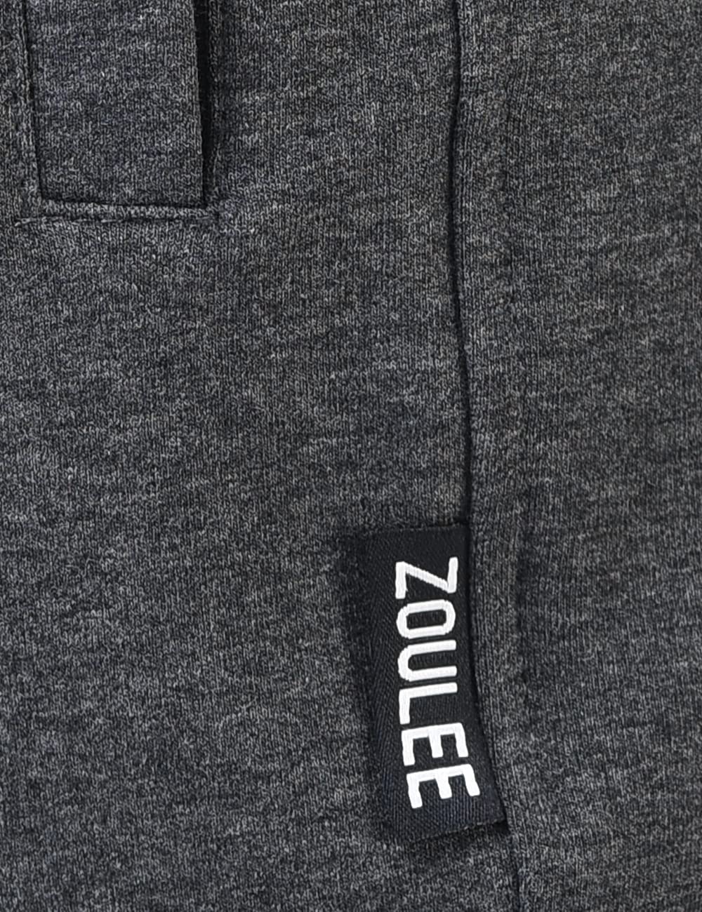 Zoulee Men's Casual Cotton Jogger Sweatpants Zipper Front Pants Thick Black M