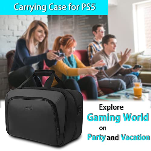YOREPEK Carrying Case for PS5, Protective Travel Bag for PS 5 Console Controller, Large Capacity Storage Case Compatible with Playstation 5 Games Accessories Disk Digital Edition, Black