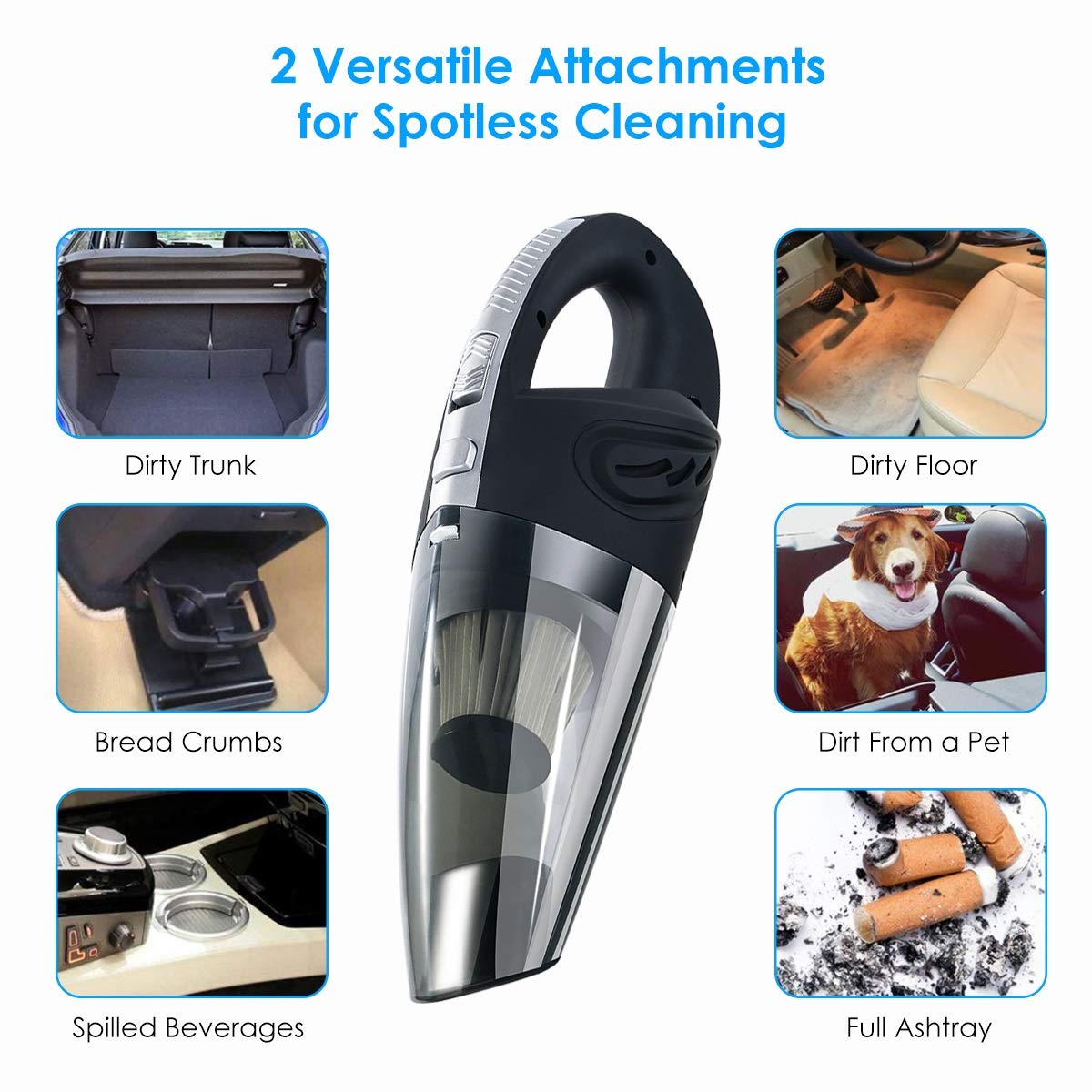 Yesbaby Handheld Vacuum Cleaner,Portable Rechargeable Powerful Wet Dry Dual-use Cordless Vacuum Hand Held Hoovers Cleaner for Home and Car Cleaning