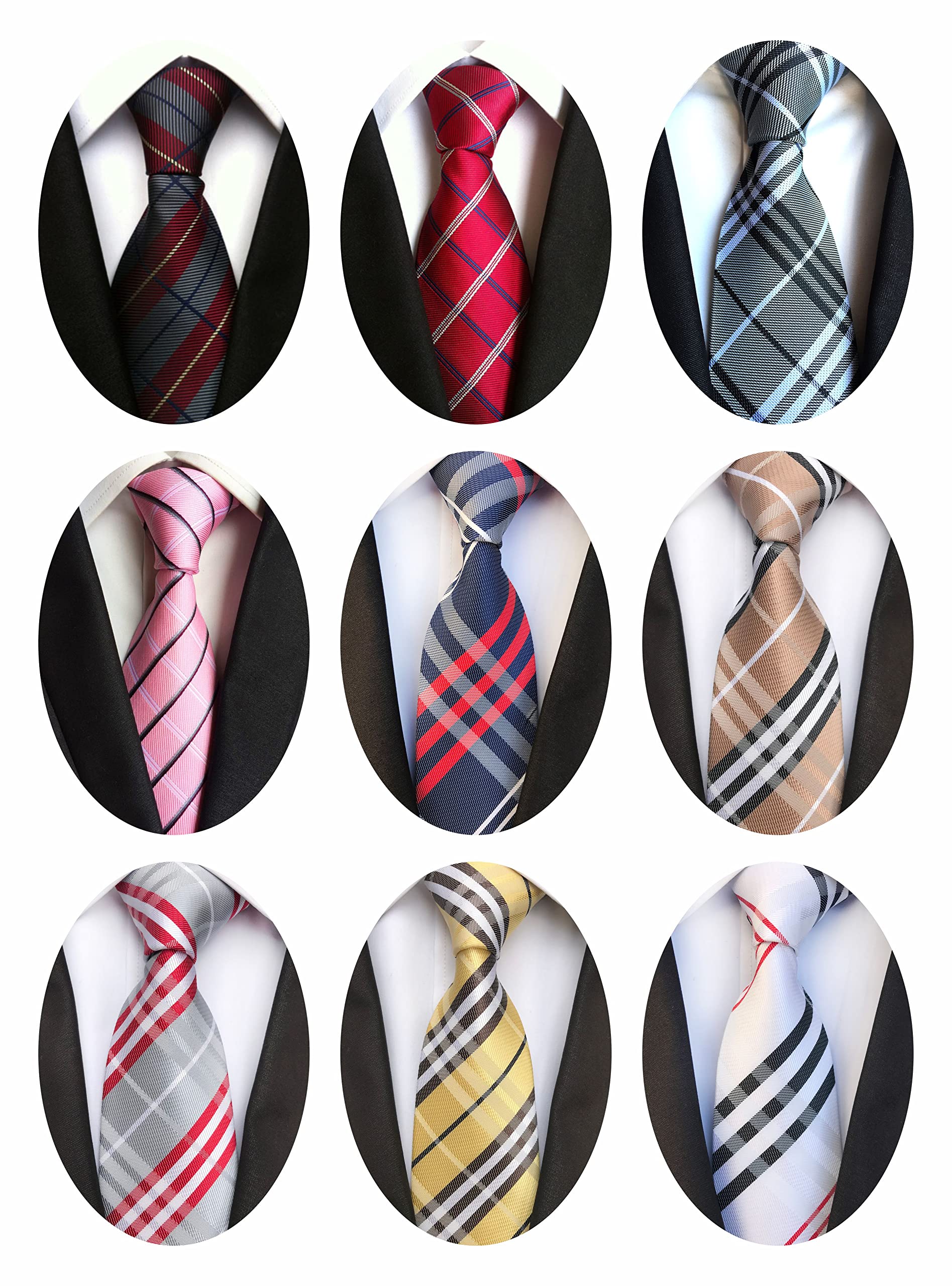 YanLen Lot 9 PCS Classic Men's Tie Necktie Woven JACQUARD Neck Ties