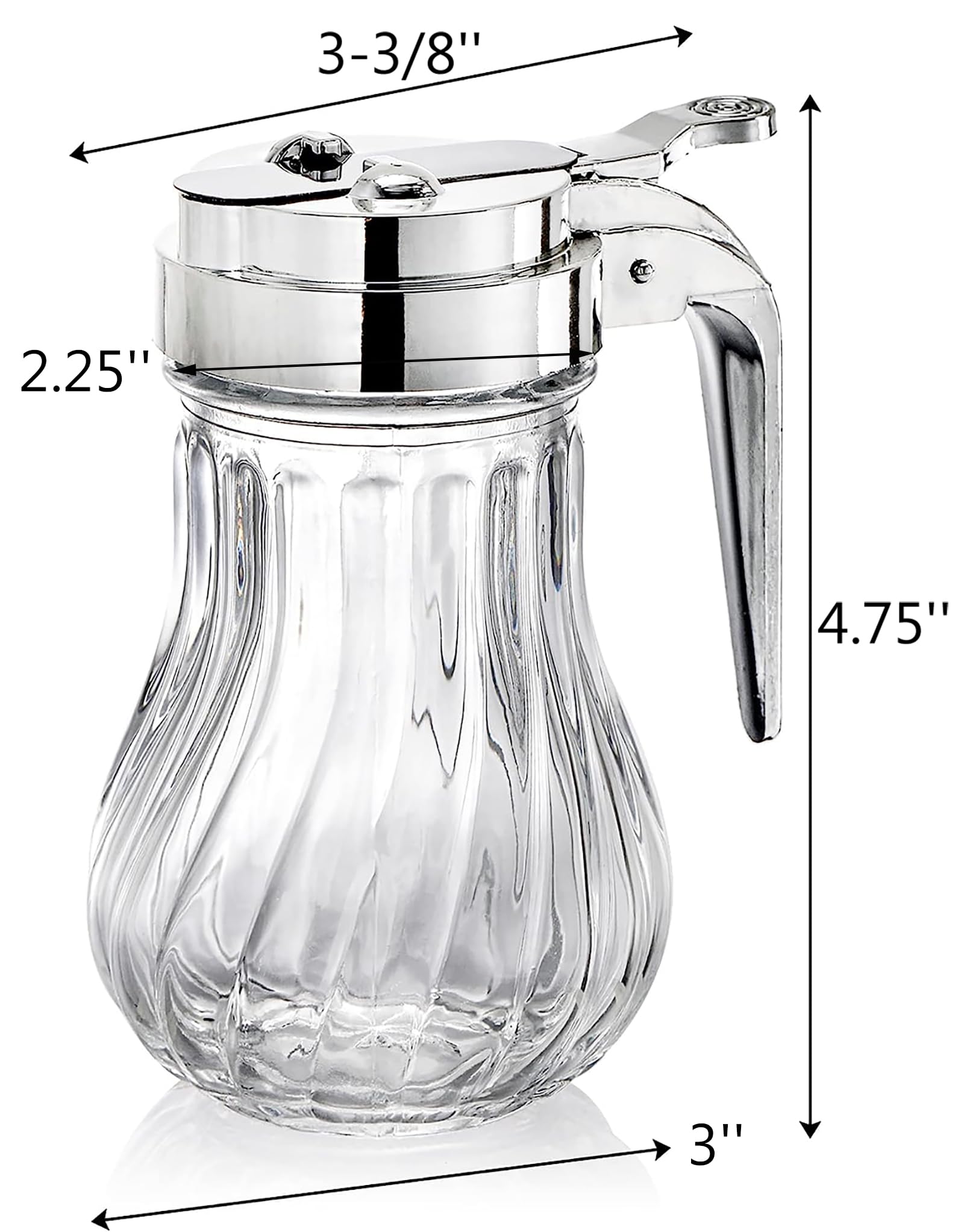 Yesland 4 Pack Syrup Dispenser, 6 oz Glass Bulb Sugar Dispenser Jar with Plastic Lid, Stripes Pattern Honey Pot Glass Jar for Maple Syrup, Chocolate Syrup, Sugar, Milk