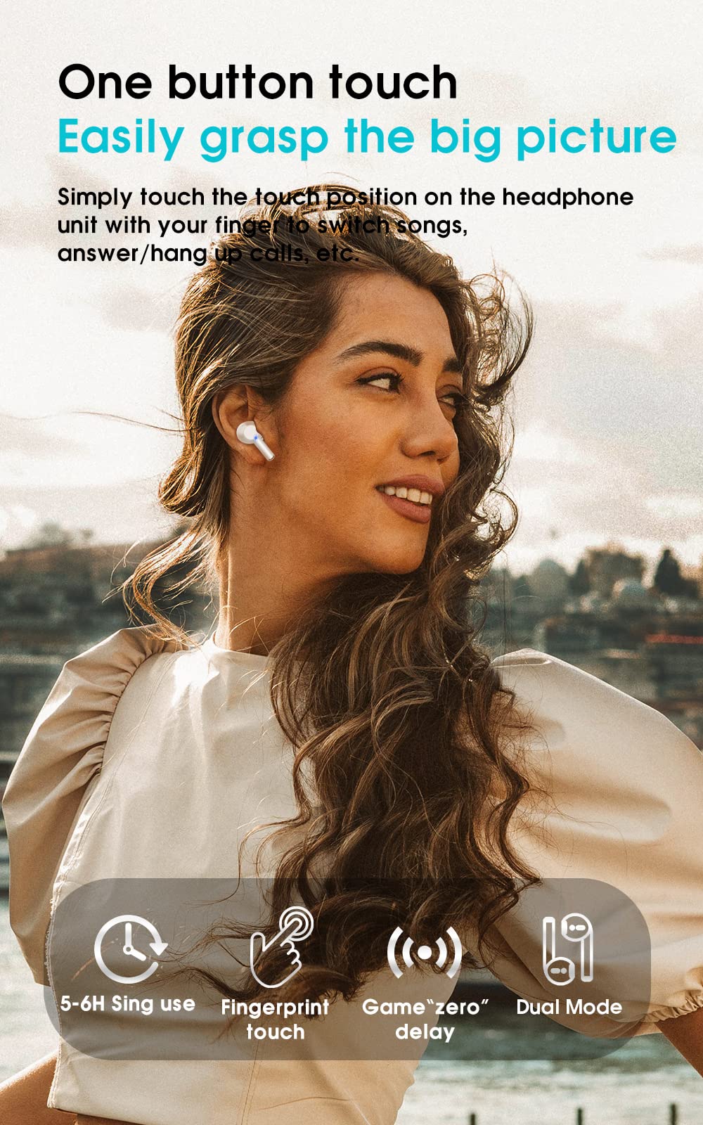 Wireless Earbuds, Bluetooth 5.3 Headphones with 4 Mics, Wireless Headphones ENC Noise Cancelling Earbuds Type C Ear Buds, 30H Playtime Wireless Earphones for iPhone Samsung Andoird Phones
