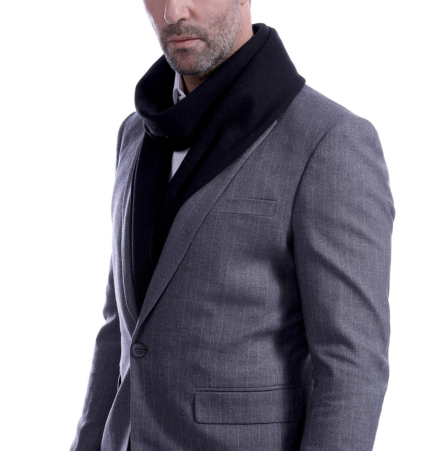VEXTROFORT Men's Winter Scarf, Soft Large Cashmere Feel Scarves for Men without Fringes Solid - Black