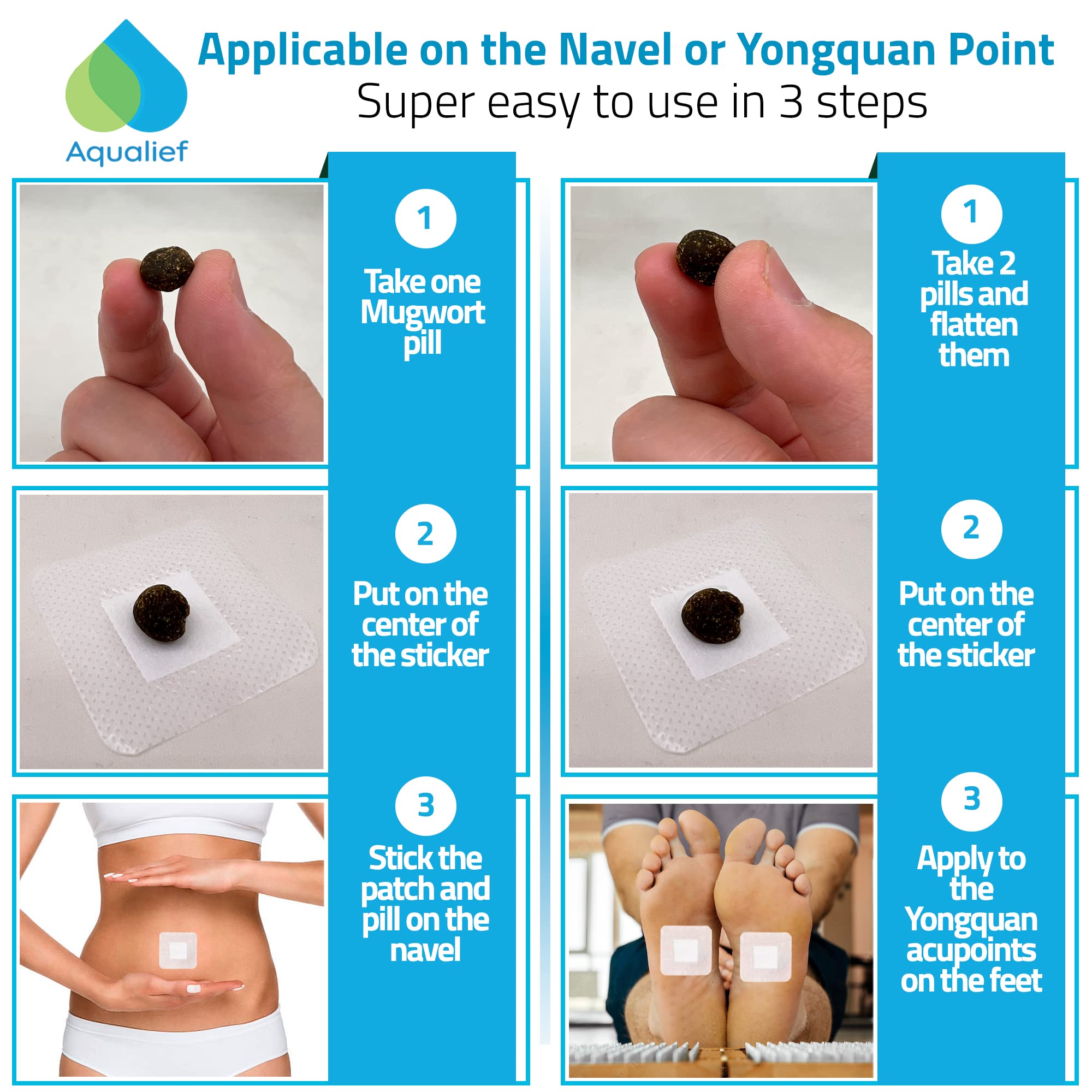 YETAIM Mugwort Belly Button Patch, 60 PCS Natural Mugwort Pill and 60 PCS Belly Button Sticker for Men and Women,Safe and Easy, Premier Quality (Blue)