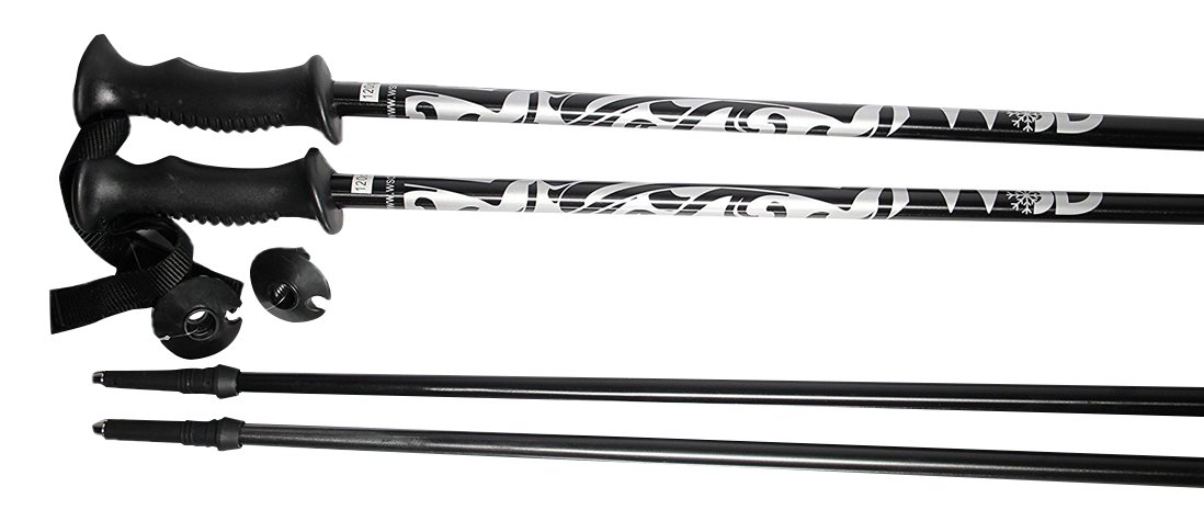 WSD Ski Poles Adult Model Aluminum Alpine Downhill Ski Poles Pair New, 48" L, Black/Silver