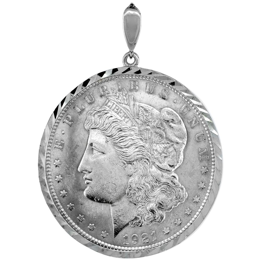 Sterling Silver Dollar Bezel 38 mm Coins Prong Back Diamond Cut Mexican Olympic One Dollar Coin NOT Included