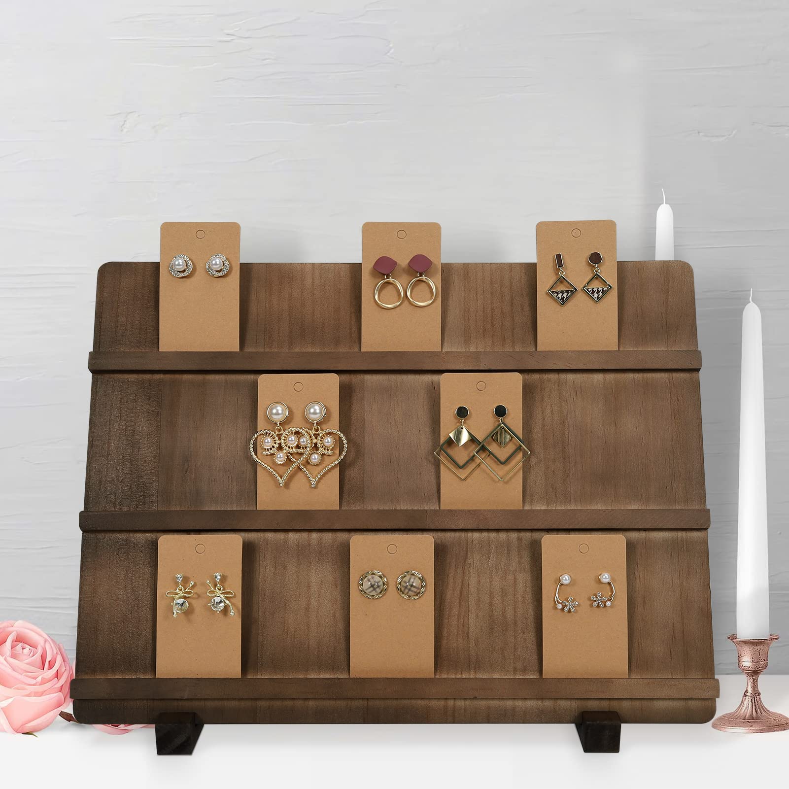 ZYP Wood Earring Display Stand for Selling,Earring Showing Jewelry Display Holder Wood Earring Card Holder Display,Portable Earring Display for Retail Store
