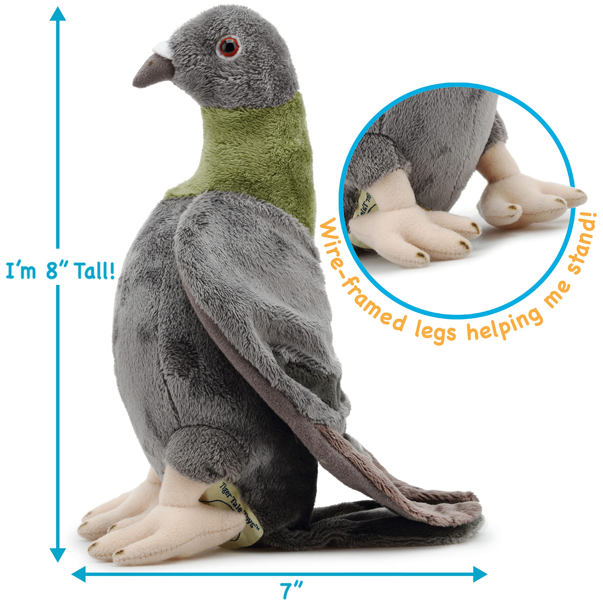 VIAHART Pepper The Pigeon - 7.5 Inch Stuffed Animal Plush Bird - by TigerHart Toys