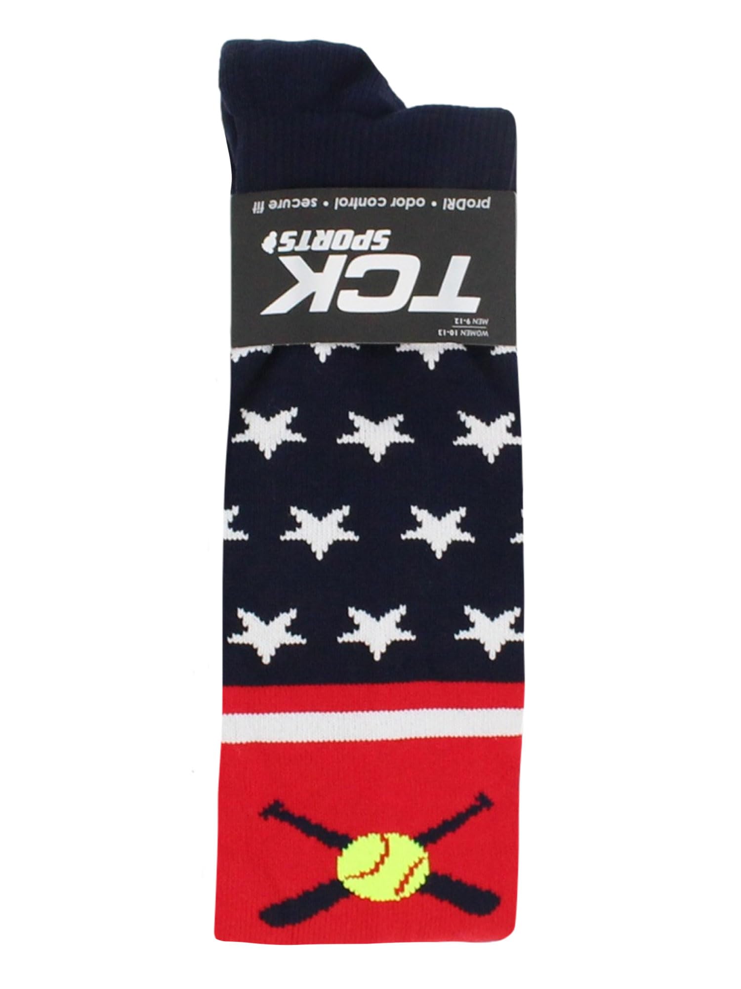 TCK Patriotic USA Softball Socks with Softball Bats (Navy/Red/White, Small)