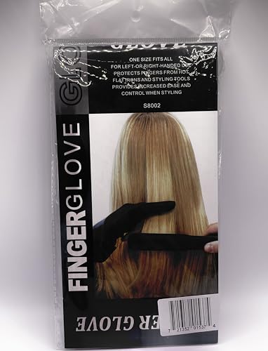 Stilnati Heat Resistant Gloves for Hair Styling Curling, for Barber, Hair Straightening, Keratin Treatment, Curling, Flat Iron, 3 Fingers Glove Hairdressing, Hand Protective Glove, Black, 1 Pcs