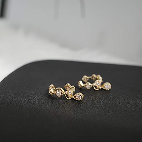 Zhx Without Pierced Ear Bone Folder Punk Fashion Ear Cuff Wrap Rhinestone Cartilage Clip On Earring Non Piercing Jewelry Silver one size