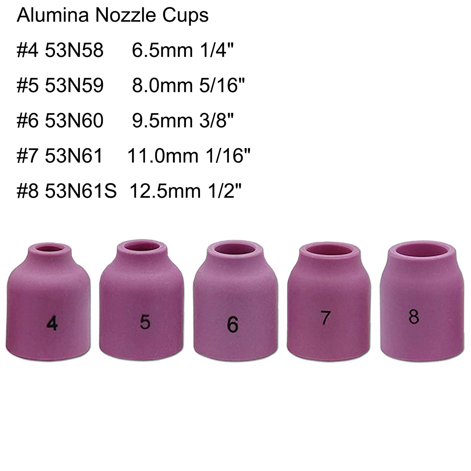 Zinger 53pcs TIG Welding Torch Stubby Gas Lens #10 Pyrex Glass Cup Kit Accessories for DB SR WP-17/18/26 TIG Welding Torch,with Cup+Back Cup+Nozzle+Collet+Collet Body+Gas Lens+Cup Gasket