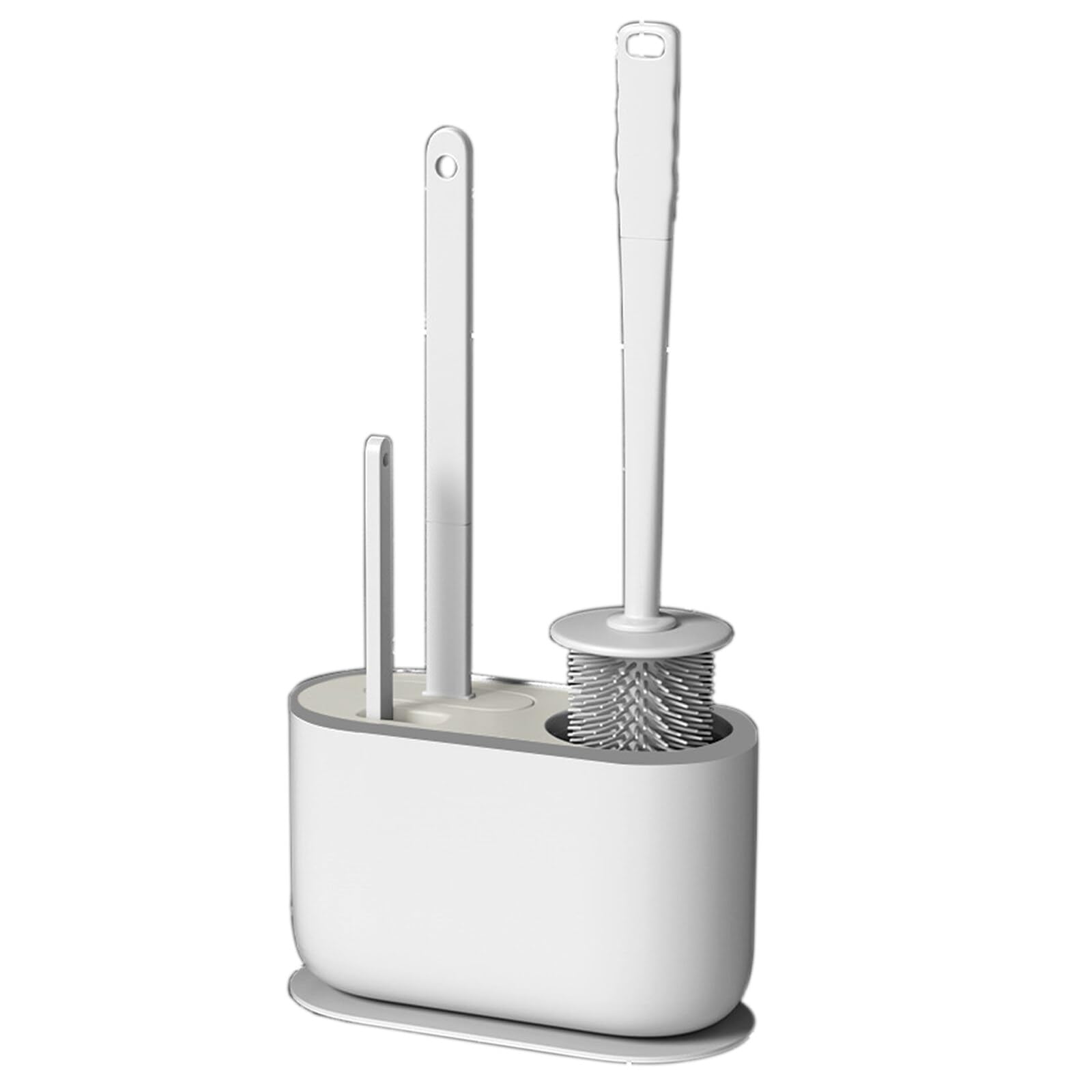 Yuehuam Toilet Brush and Holder Set of 3, Solicone Toilet Bowl Cleaner Brush, Flexible Toilet Cleaner Brush with Wall Mount& Flooring Brush Holder Bathroom Accessories