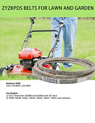 ZYZKPDS Mower Deck Belt for Toro 119-8820 120-3892 ss5000 SS5060 with 50" Deck 1/2 x 141inch Kevlar Cord Belt