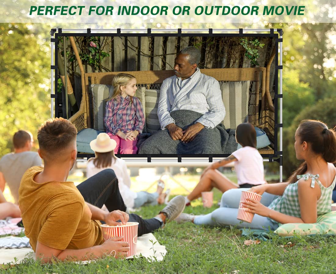 XHYCPY Projection Screen with Stand 100 inch Projector Screen Foldable Portable 16:9 4K HD Movie Screen with Carry Bag for Home Theater Outdoor Indoor Support Double Sided Projection