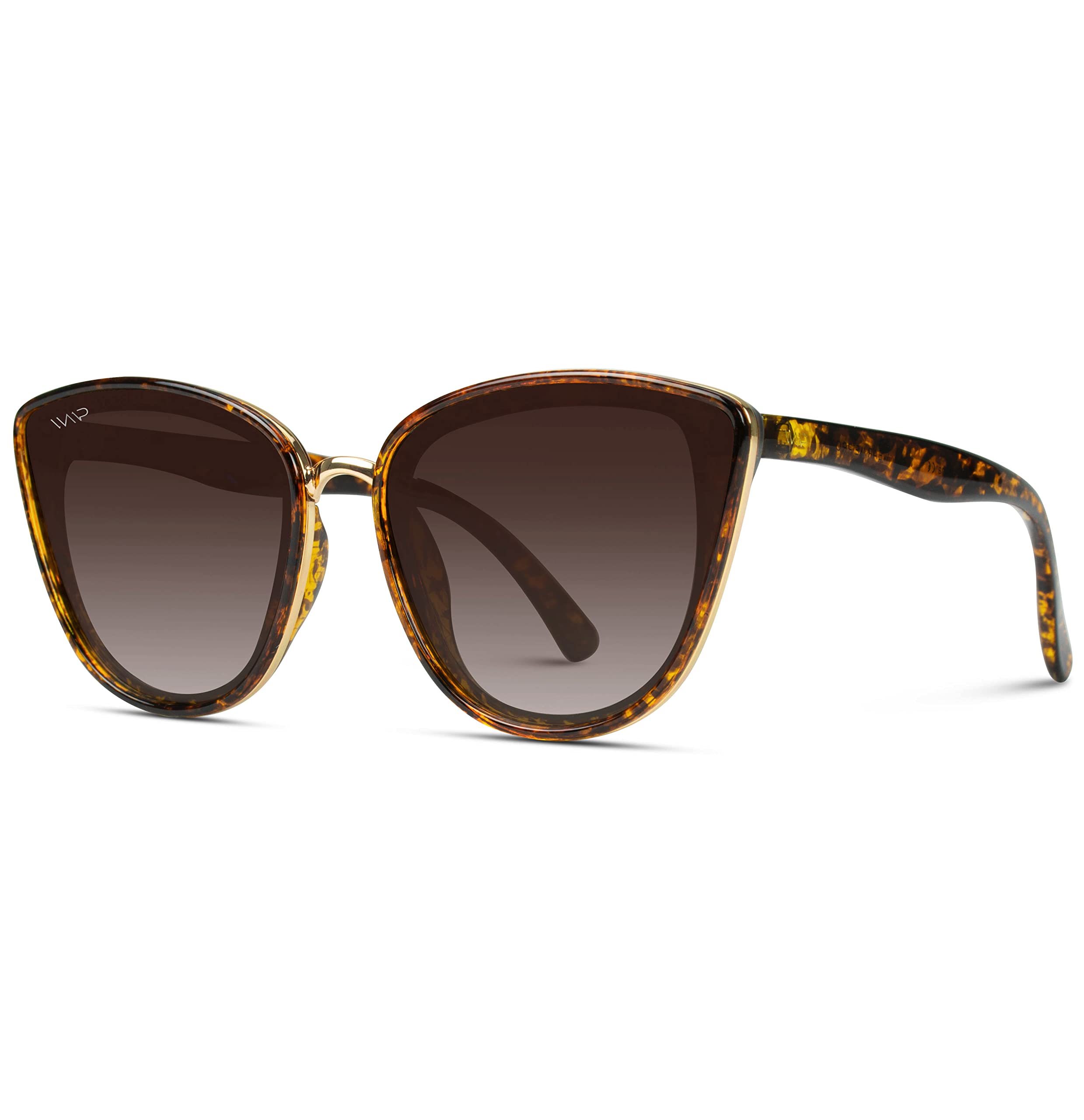 WearMe Pro - Classic Women Oversized Metal Frame Elegant Mirrored Lens Cat Eye Sunglasses (Black Frame/Black Lens, 60)