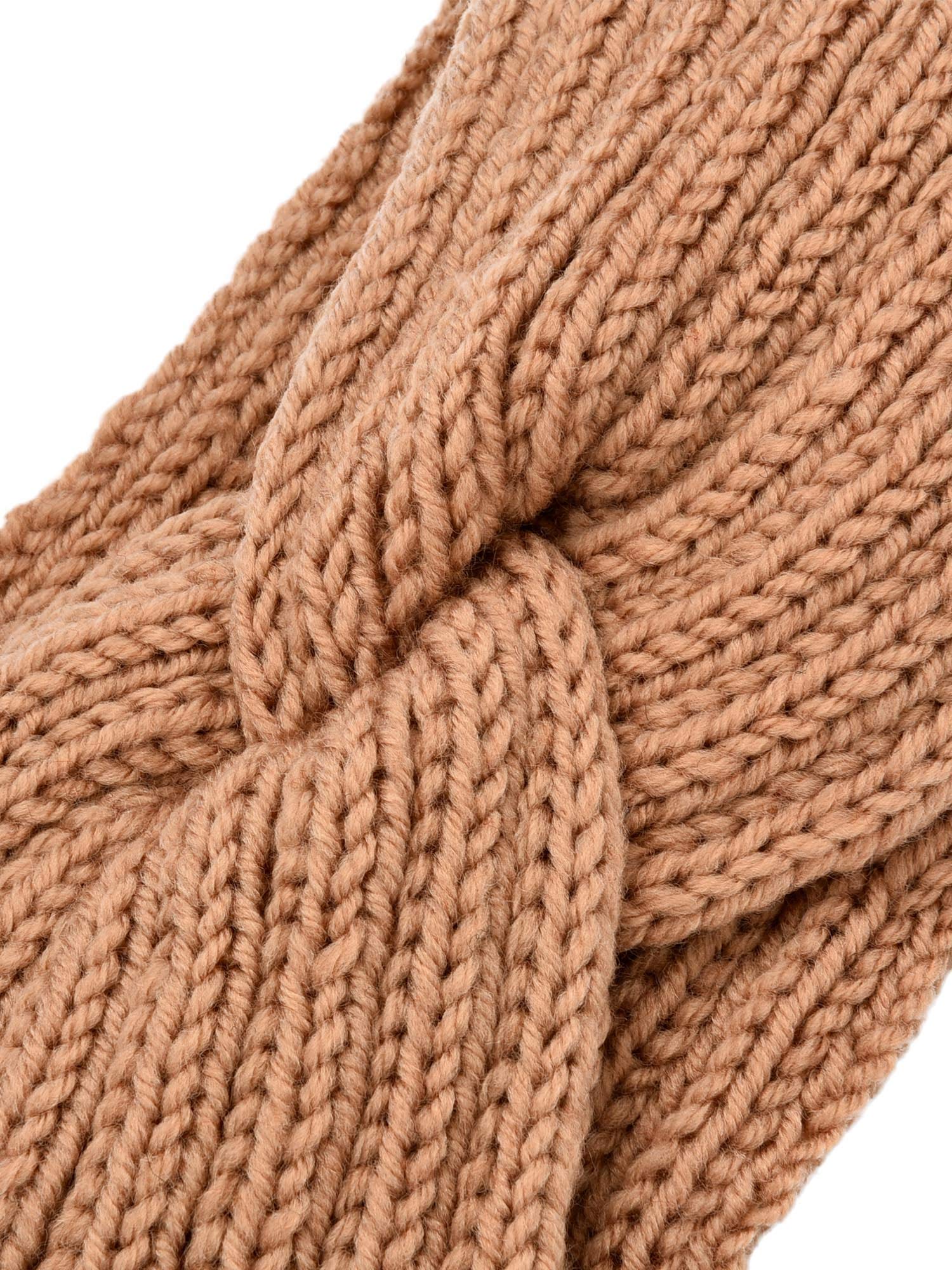 TecUnite 4 Pieces Chunky Knit Headbands Braided Winter Headbands Ear Warmers Crochet Head Wraps for Women(Black, Dark Grey, Camel, Beige)