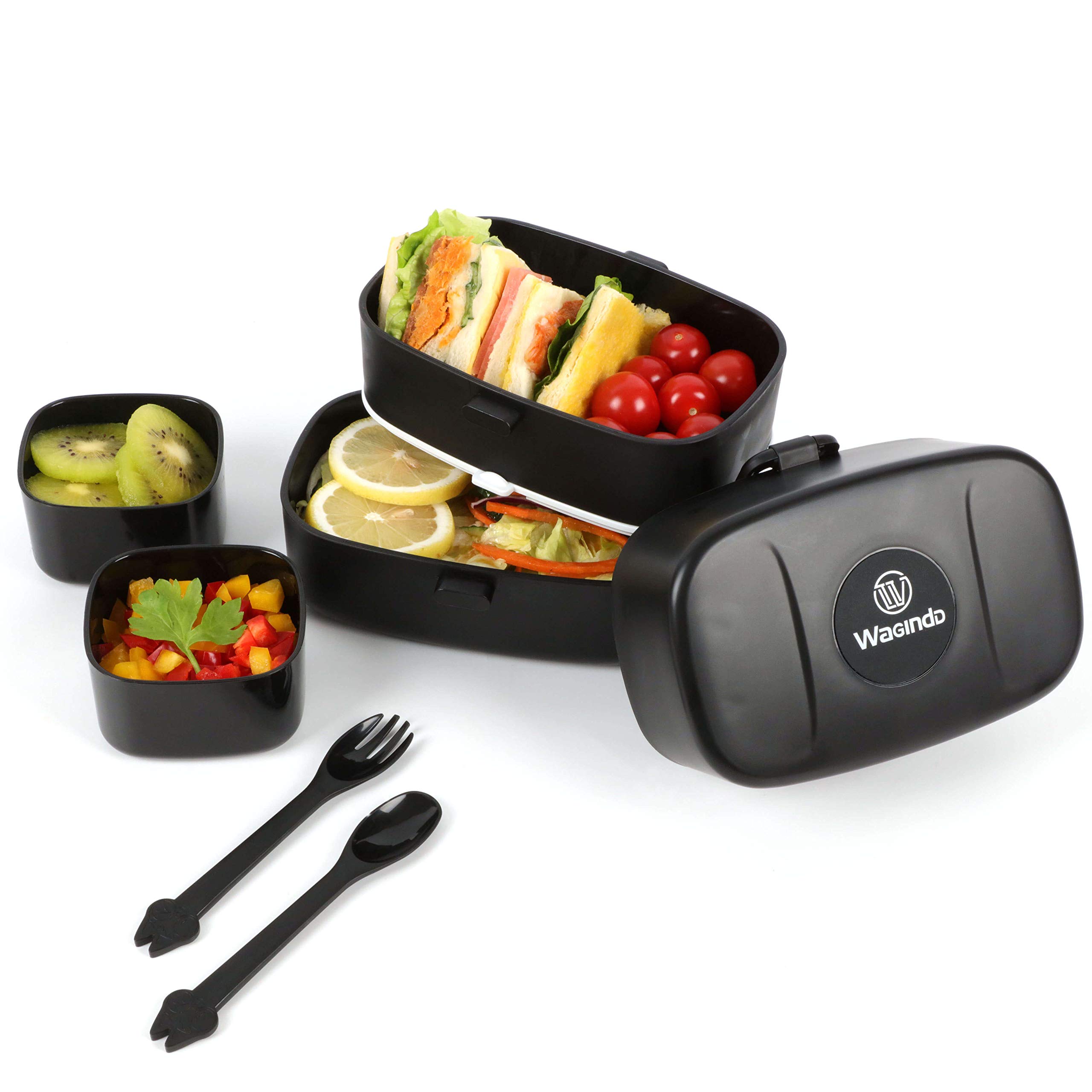Wagindd Stacking Bento Box Lunch Box 3 Compartments - Leakproof Bento Lunch Box - Microwave & Dishwasher Safe Bento Boxes for Kids - BPA-Free Bento Box for Portable Meals and Snacks