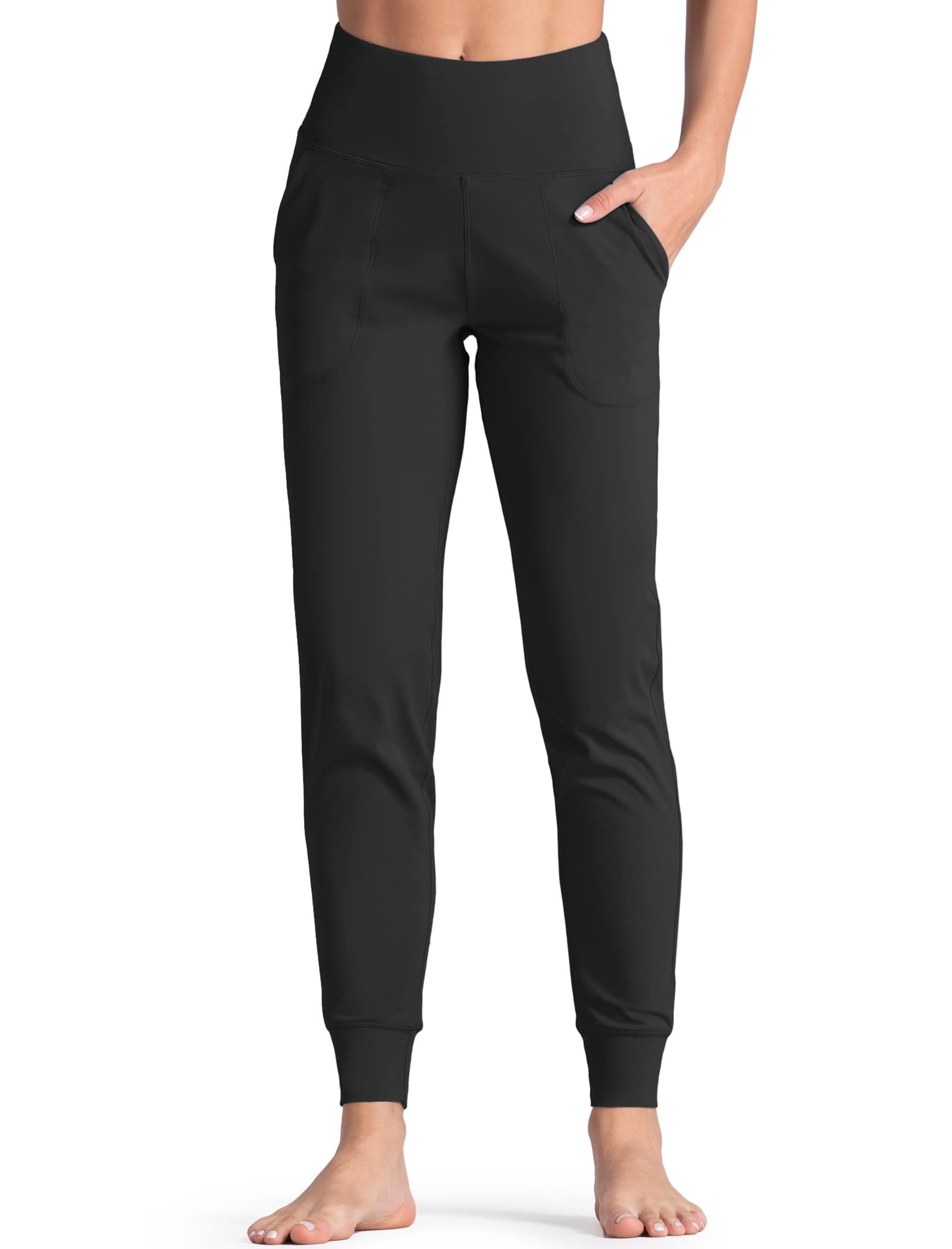 Wjustforu Joggers for Women High Waist Active Sweatpants, Women's Lounge Sweatpant with Pockets ((Small, Black)
