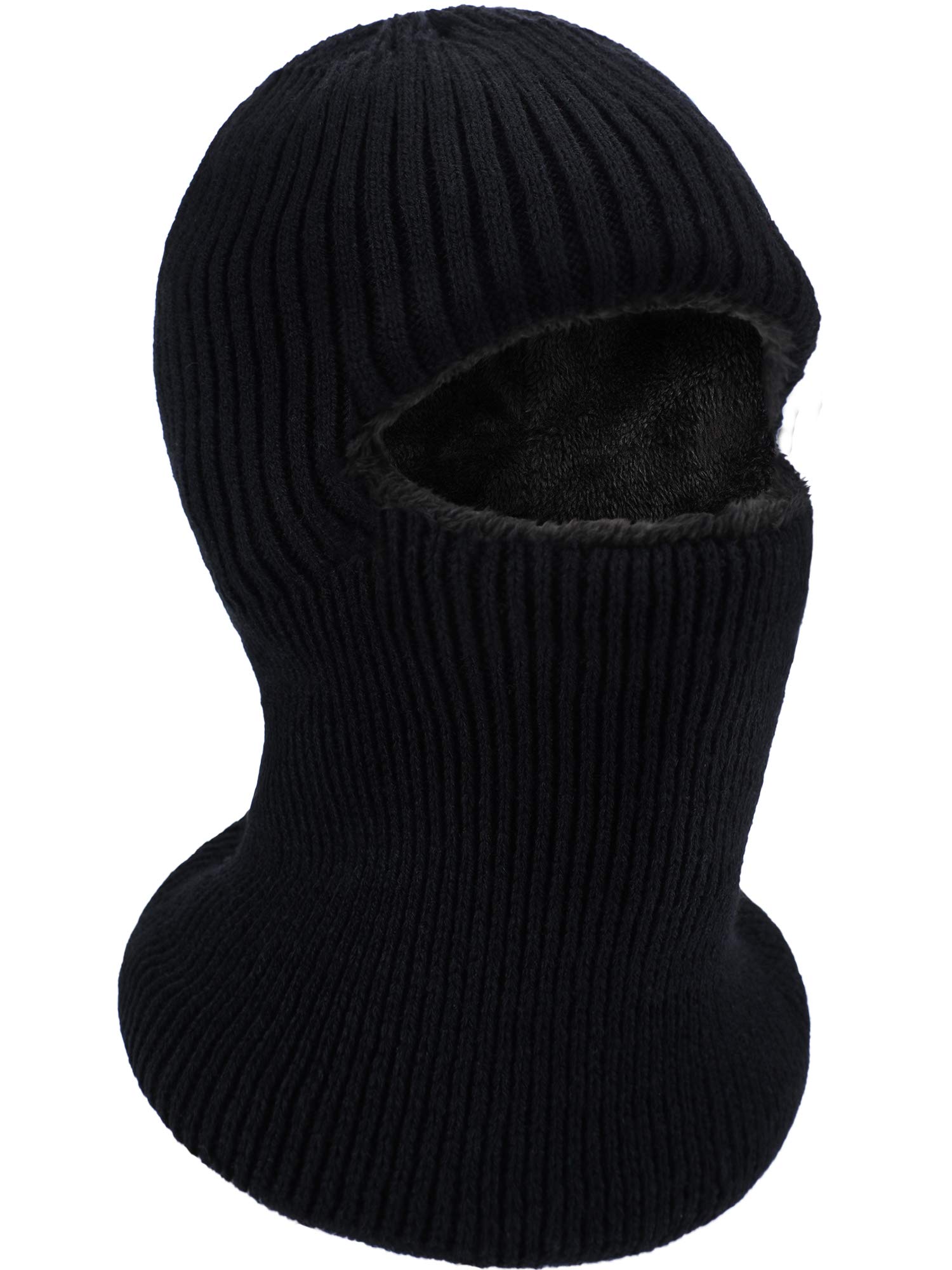 Winter Ski Mask for Men Knitted Full Face Mask Balaclava Hats 1 Hole Winter Ski Mask Fleece for Men Women Favors (Black, Medium)
