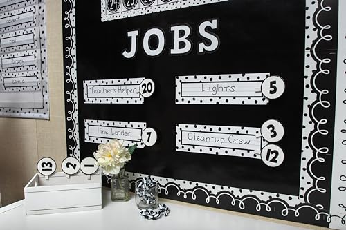 Teacher Created Resources Black Painted Dots on White Straight Rolled Border Trim (TCR8910)