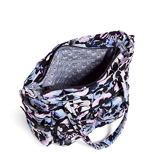 Vera Bradley Women's Cotton Utility Tote Bag, Plum Pansies - Recycled Cotton, One Size
