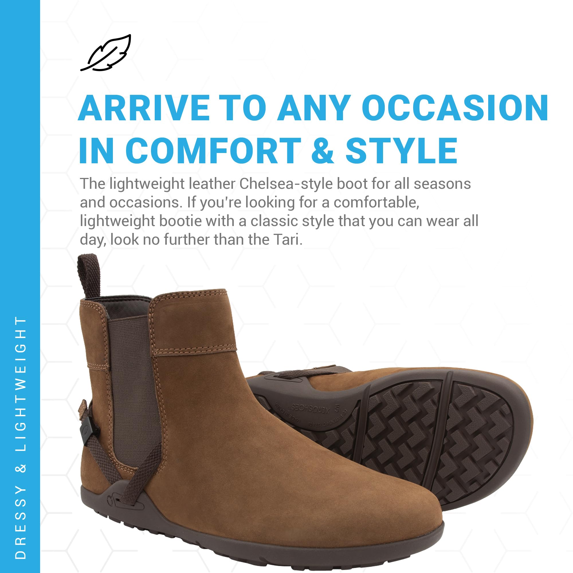Xero Shoes Tari Women's Ankle Boots β Lightweight, Zero-Drop Heel, Leather Chelsea Boots for Women β Slip-on Women's Booties β Toffee, Size 9