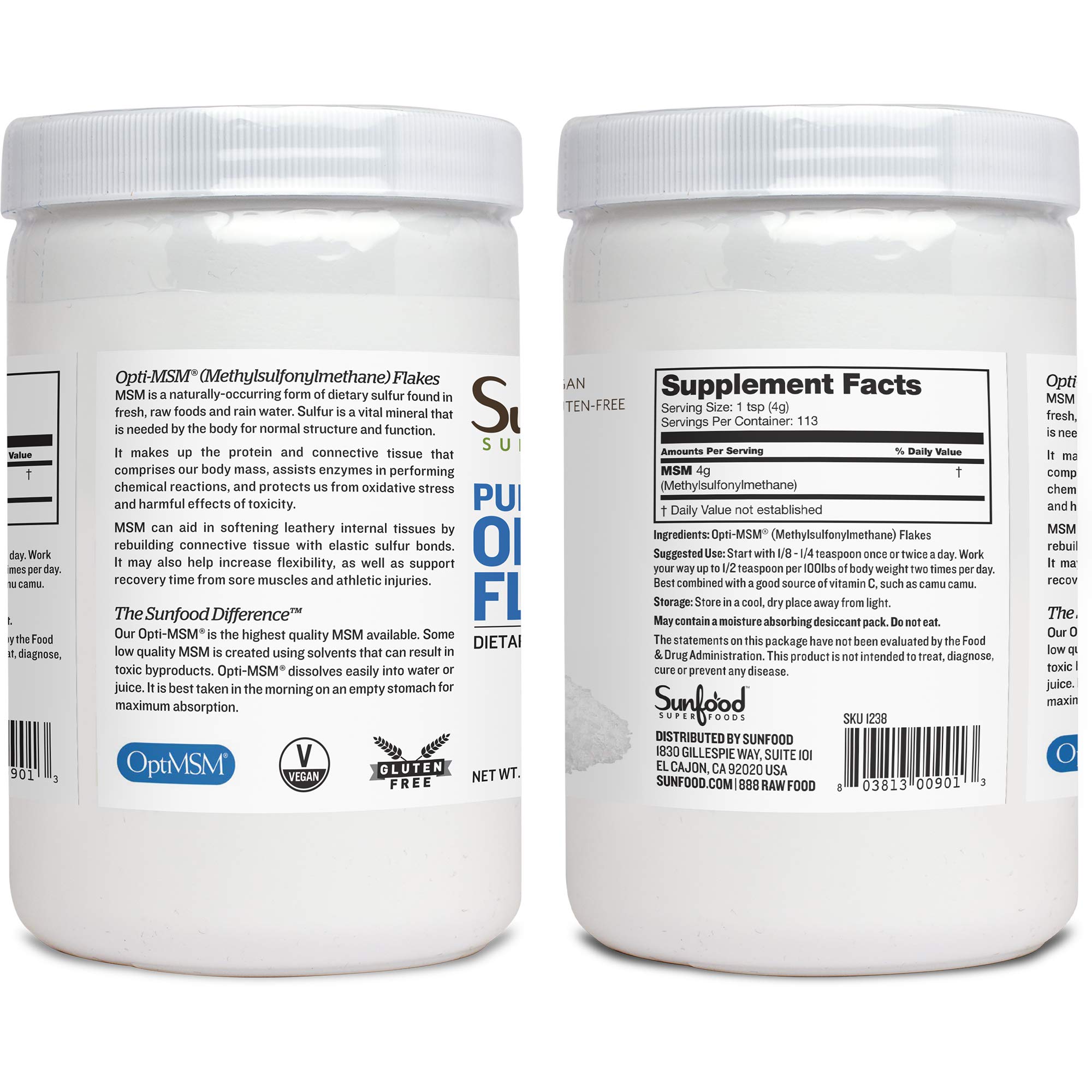 Sunfood OptiMSM Flakes, 1 lb