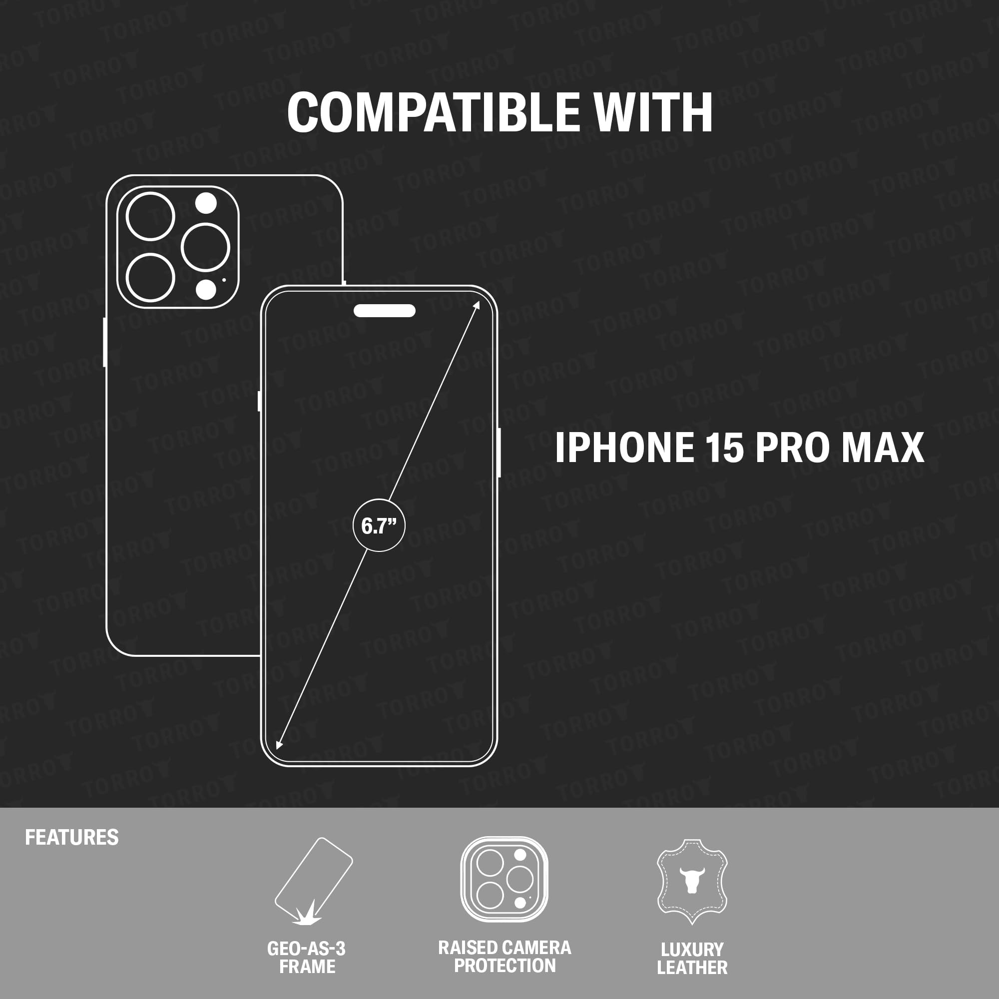 TORRO Leather Case Compatible with iPhone 15 Pro Max β Premium Leather Bumper Case - Navy Blue