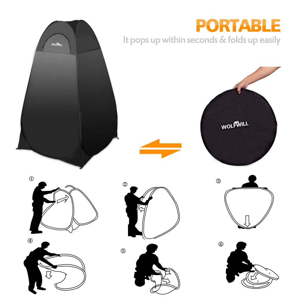 WOLFWILL Portable Pop Up Camping Shower Privacy Tent Dressing Changing Room Shelter for Beach Camp Toilet Outdoor with Carrying Bag