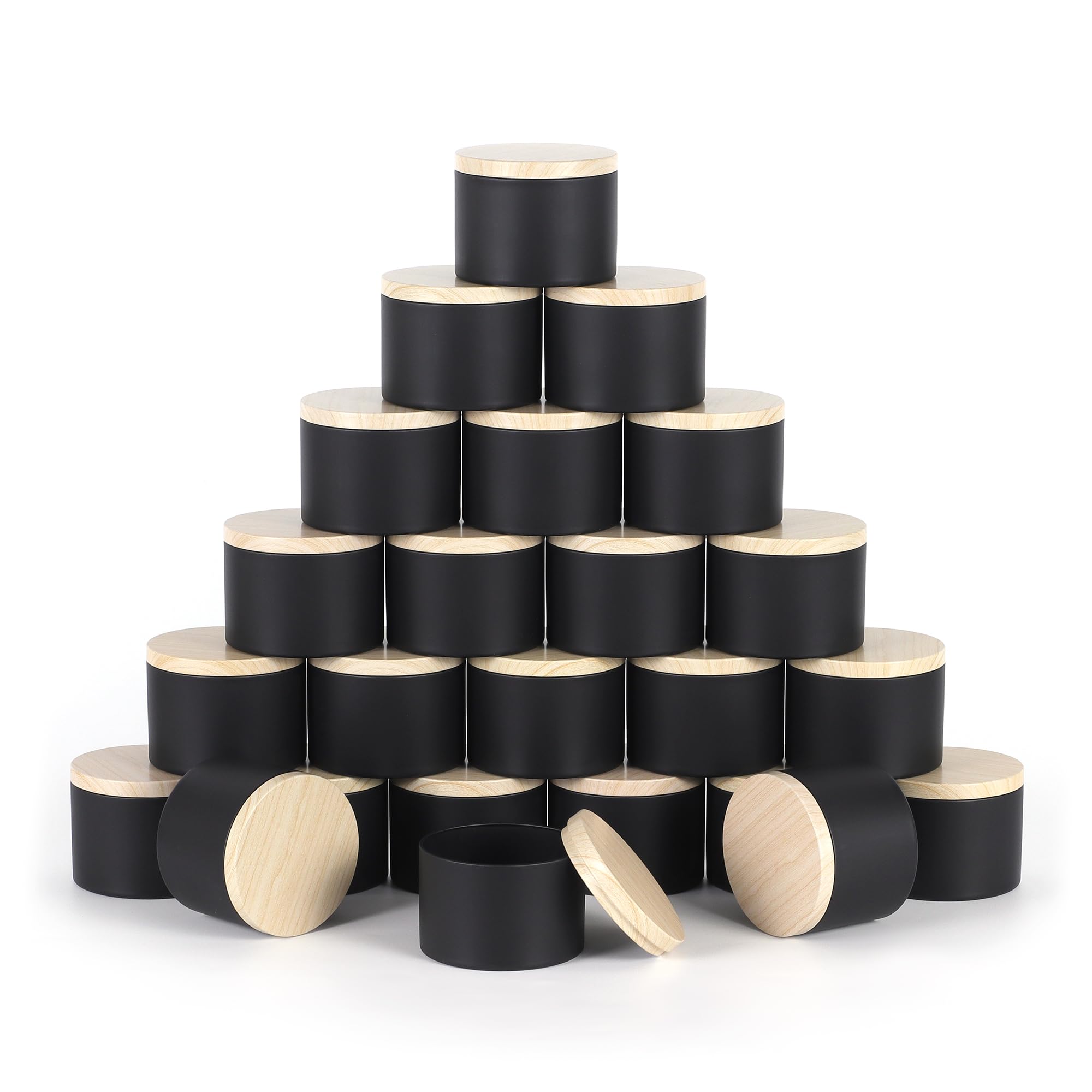 Thelextcc 24 Pack 4 oz Black Candle Tins with Lids,4oz Candle Jars for Making Candles Bulk