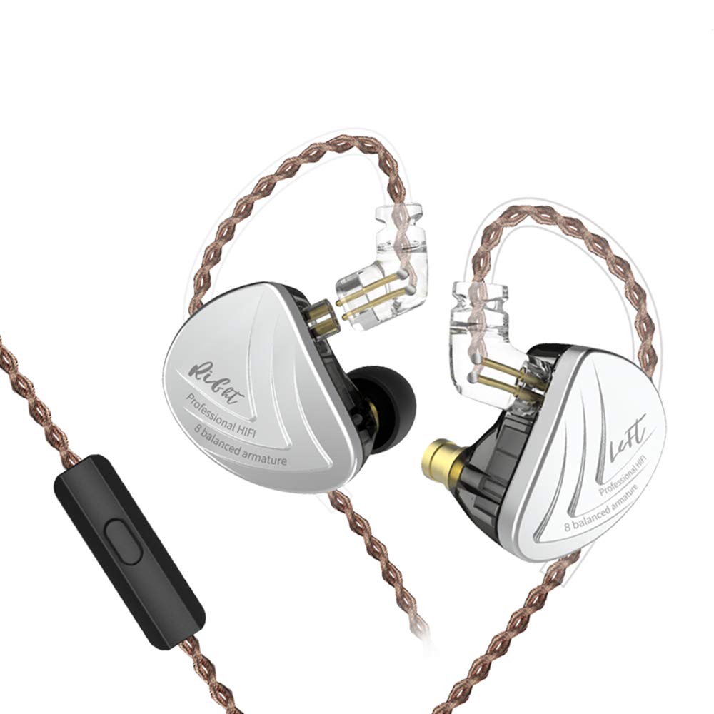 YINYOO KZ AS16 in Ear Monitors IEM Metal in Ear Headphones Earphones HiFi Stereo Sound Wired Earbuds Noise Cancelling with 8BA Balanced Armature Driver 0.75mm 2pins Cable (with mic, Black)