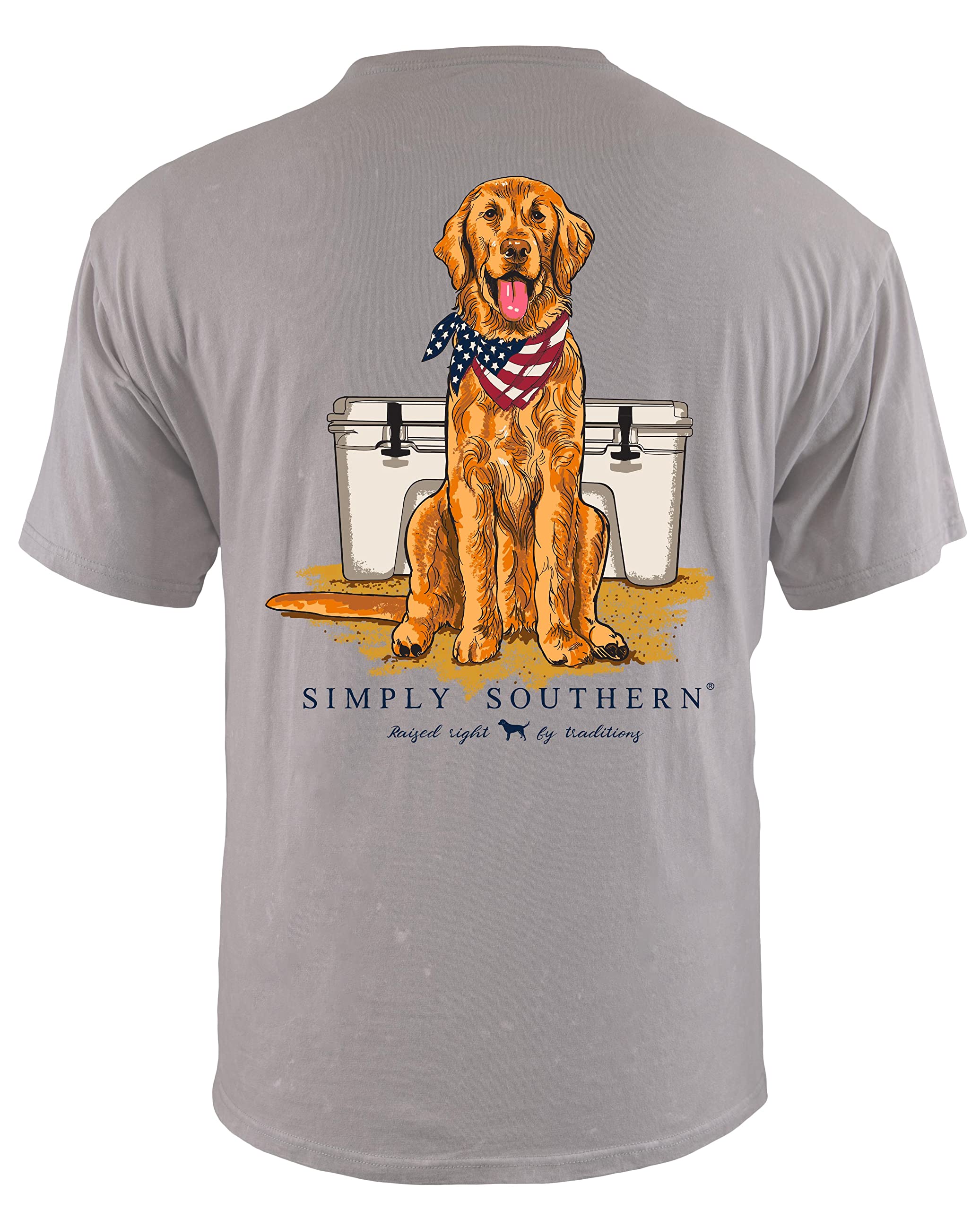 USA Golden Retriever Short Sleeve Simply Color T Shirt Light Gray