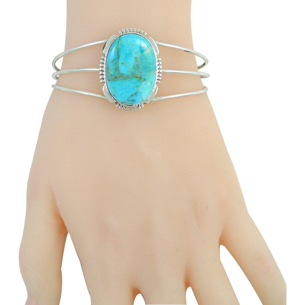 Turquoise Bracelet Sterling Silver 925 Genuine Turquoise (Turquoise)