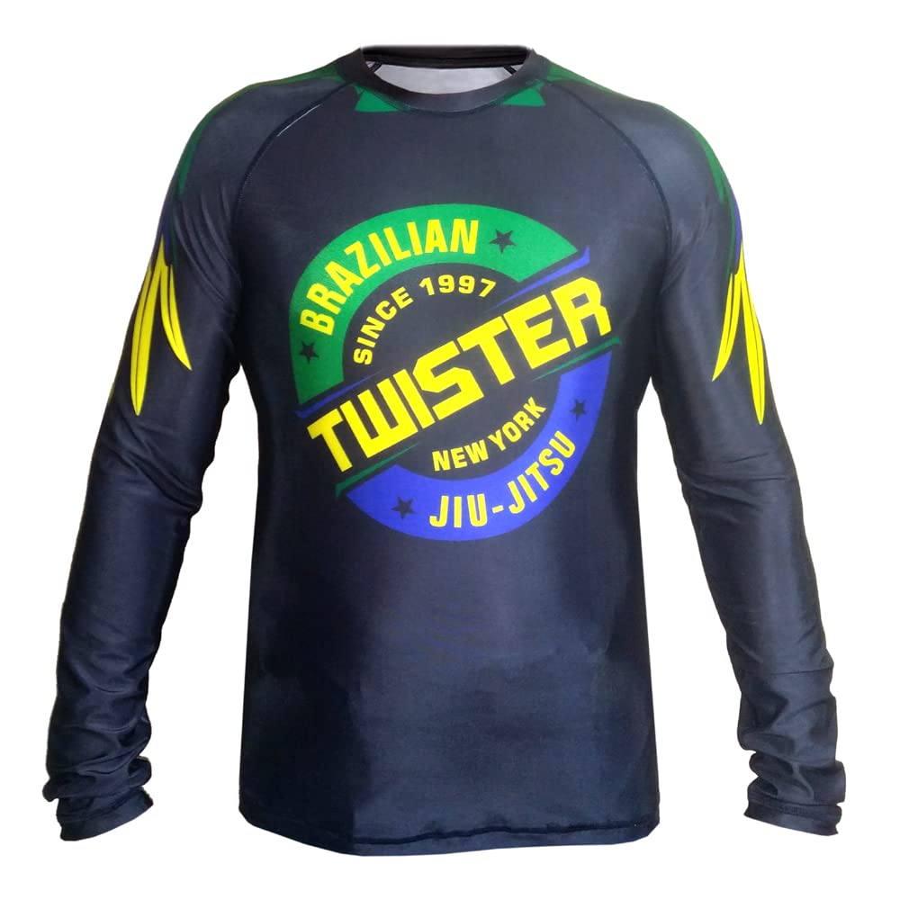 Twister MMA/BJJ Rashguard Athletics Competition Rash Guard - BJJ (IBJJF Approved) & MMA (Small, Black)