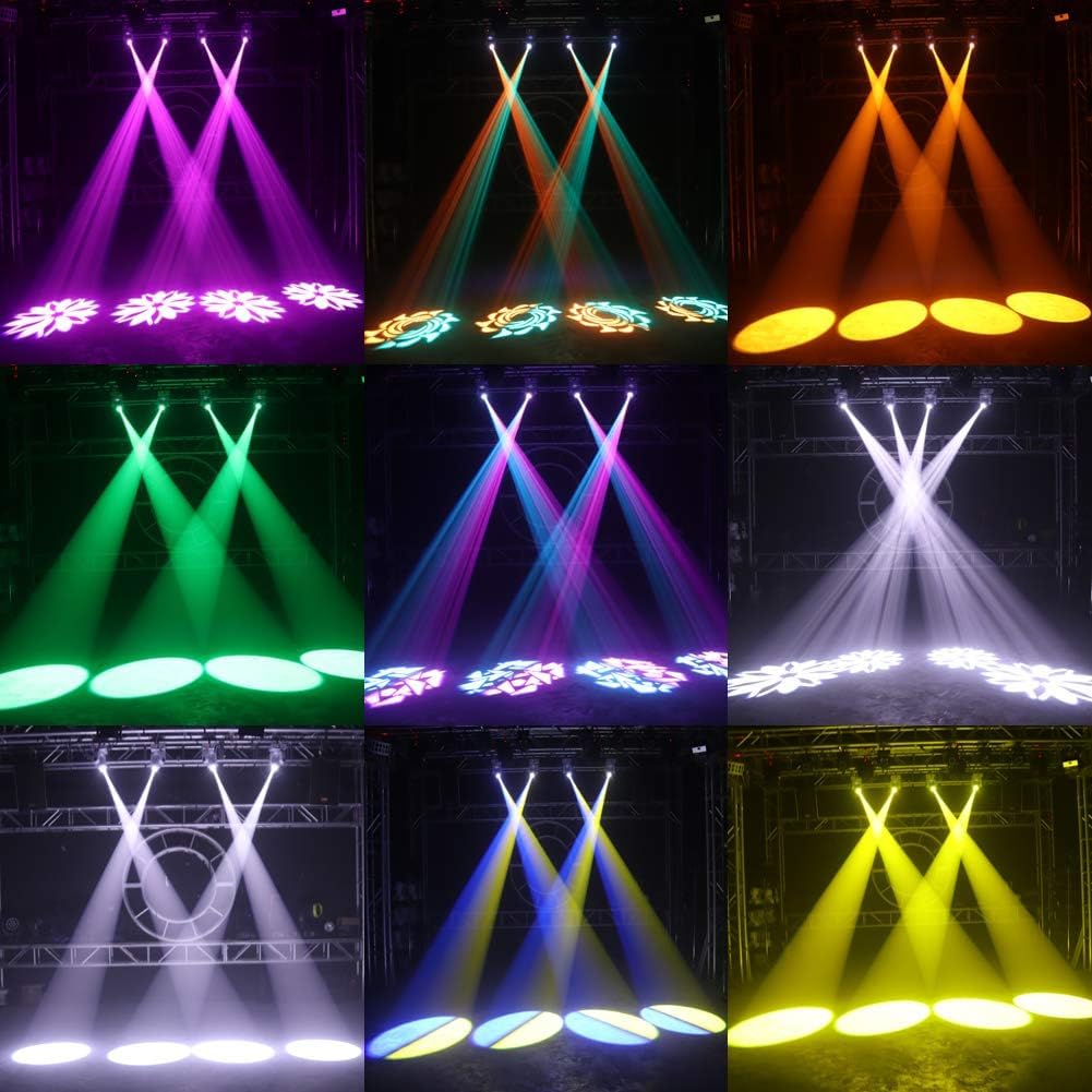 U`King 60W Moving Head Lights, White Moving LED DJ Lights RGBW Stage Light with Remote 8 GOBO 8 Pattern Spotlight by DMX 512 Controlled 9/11 Channel for Church KTV Club Concert Party Wedding