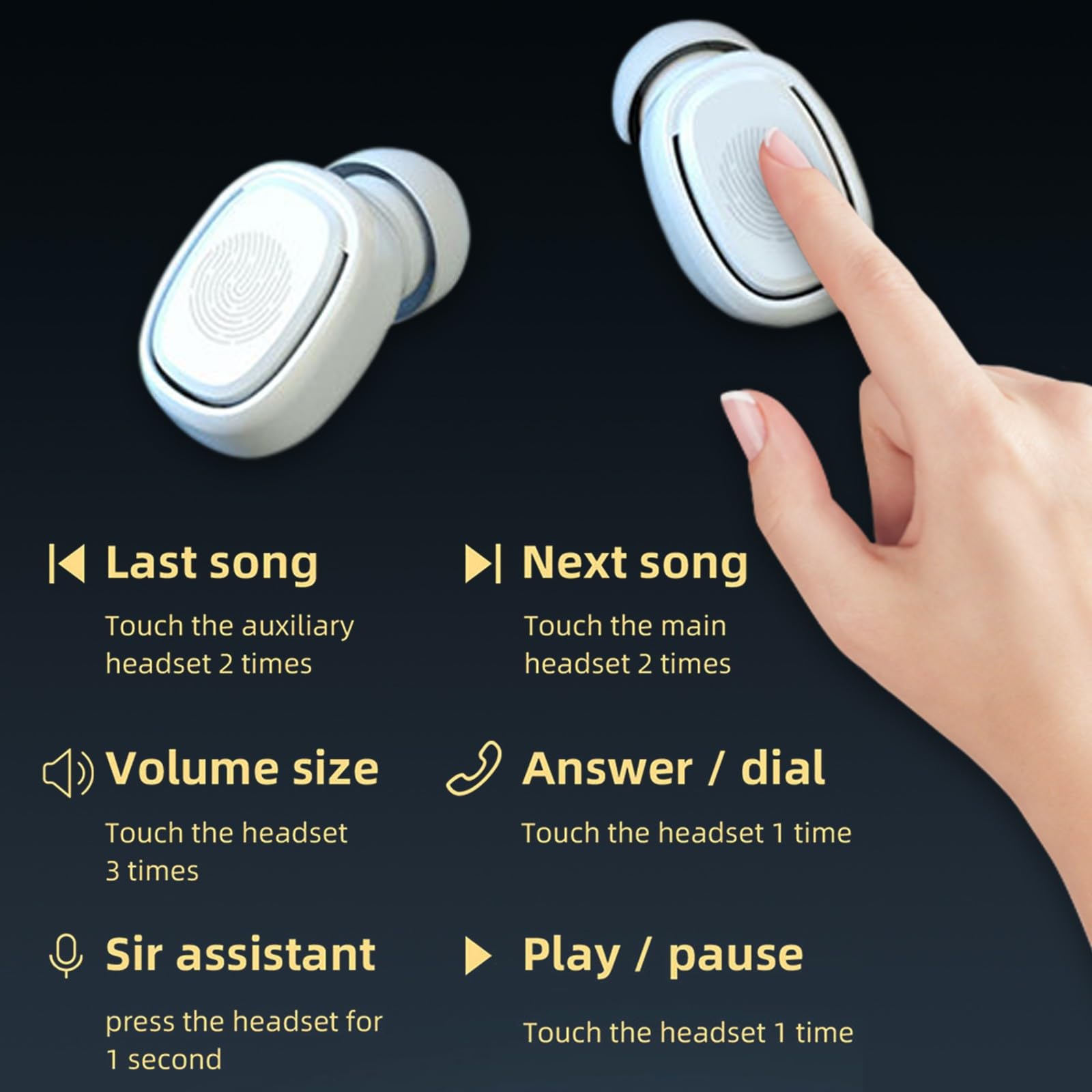 Wireless Bluetooth 5.2 Headphones - Bluetooth in Ear Light-Weight Headphones, Transparent Digital Display, Built-in Microphone, New Immersive Premium Sound (White)