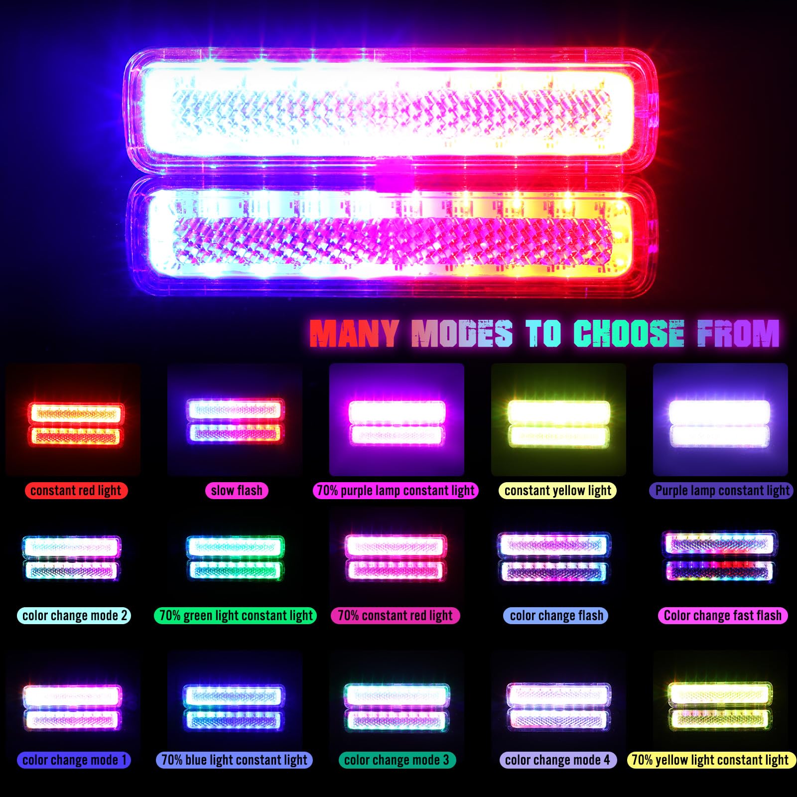 Yaocom 2 Pcs Bike Tail Light USB Rechargeable Bike Lights LED Waterproof Bright Rear Bike Flashlight with 7 Changing Colors 14 Modes for Bikes Cycling Scooters Skateboards Cycling Safety