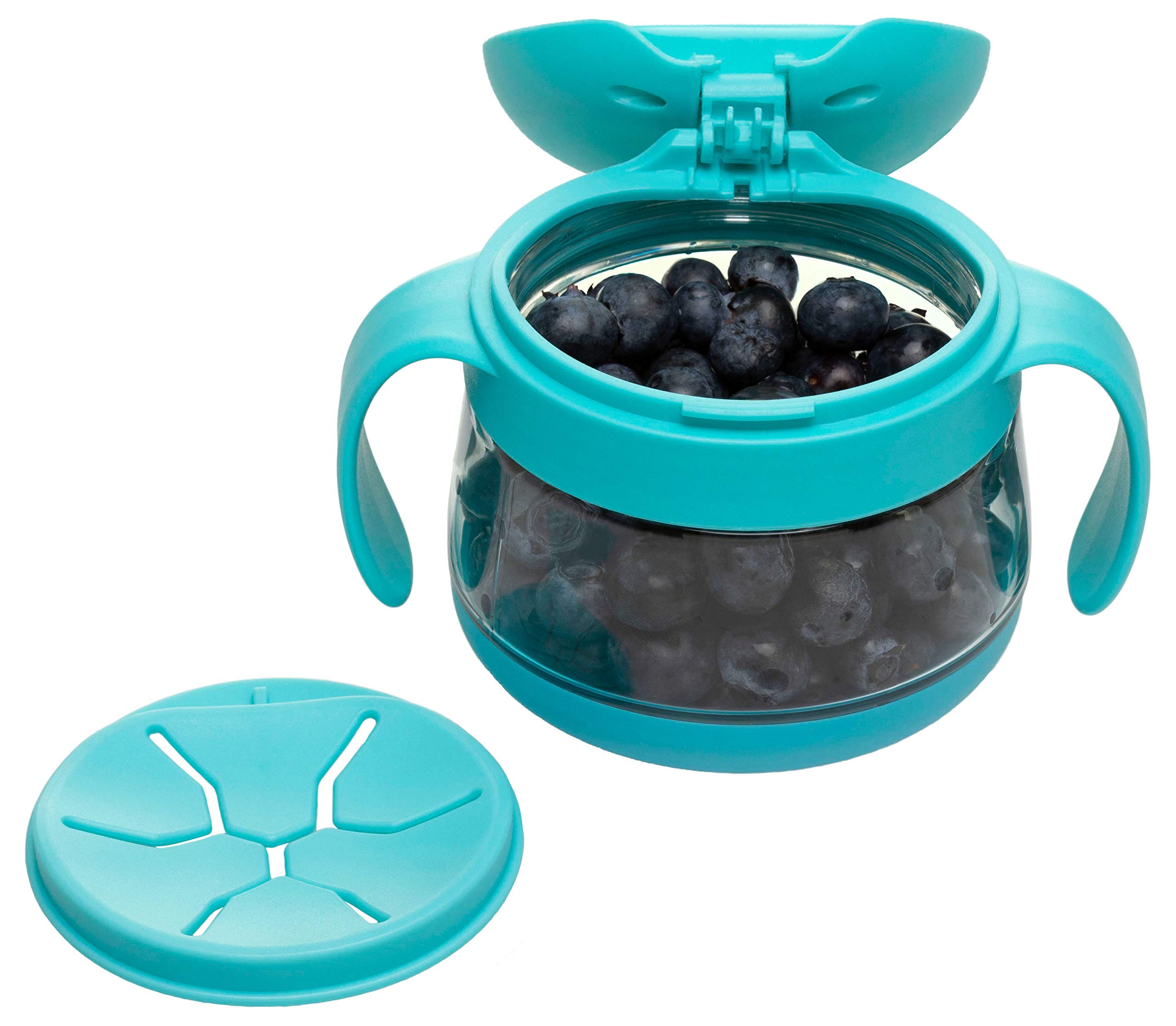 Ubbi Tweat No Spill Snack Container for Kids, BPA-Free, Toddler Snack Catcher, Blue