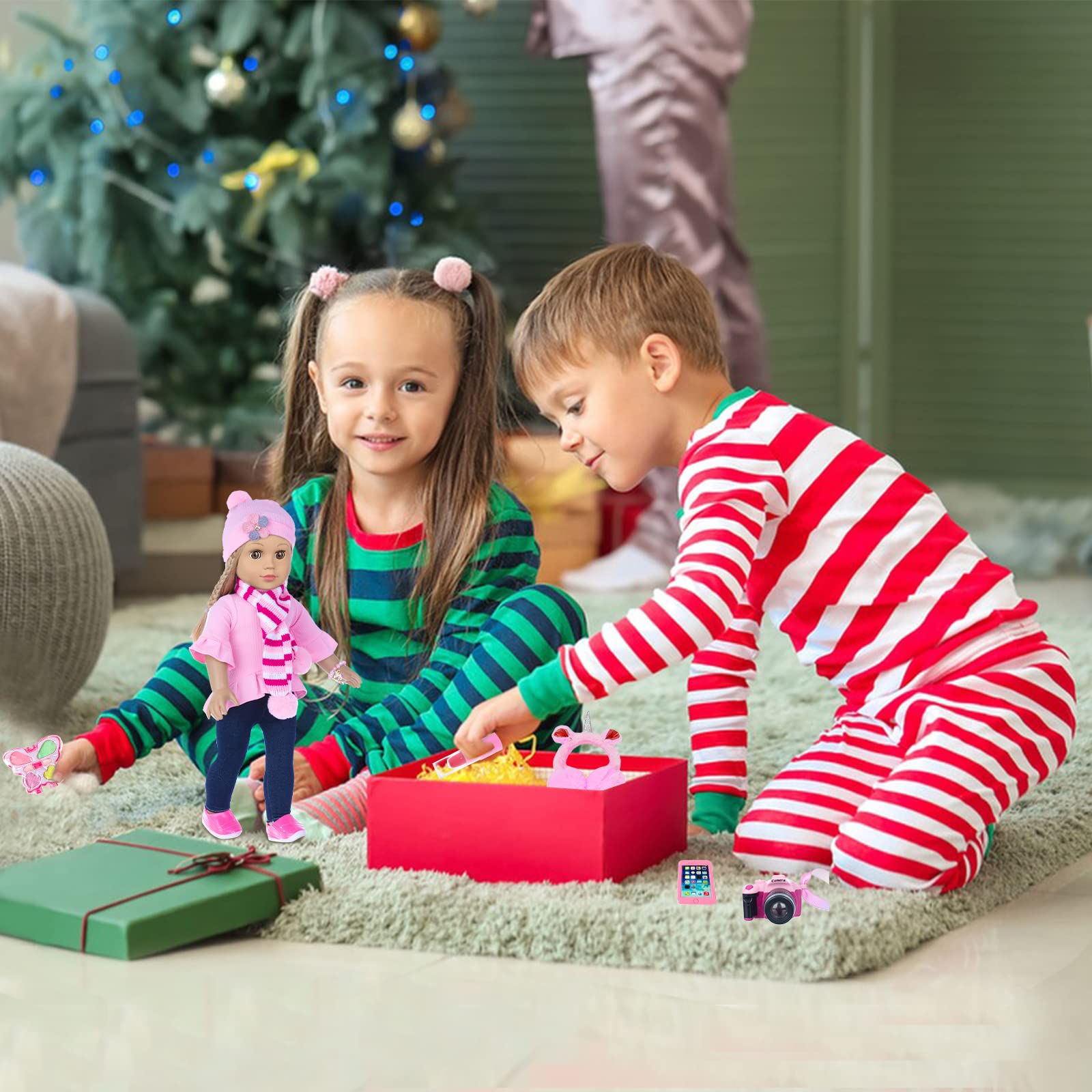 UZIDBTO American Doll Clothes and Accessories for 18 Inch Doll includes Pretend Makeup Kit Stuff Girls Gift(doll not including)