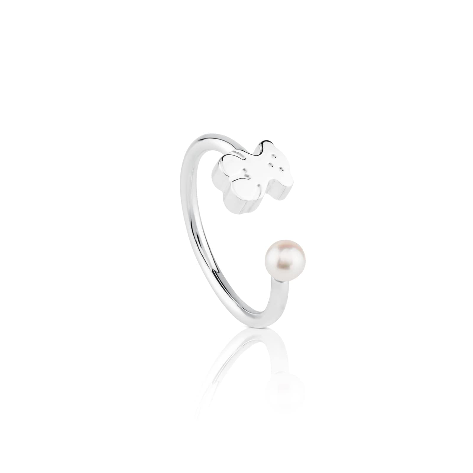 TOUS Sterling Silver Ring for Women with Pearl, Length 0.4 cm, Light and Voluminous, Sweet Dolls Collection